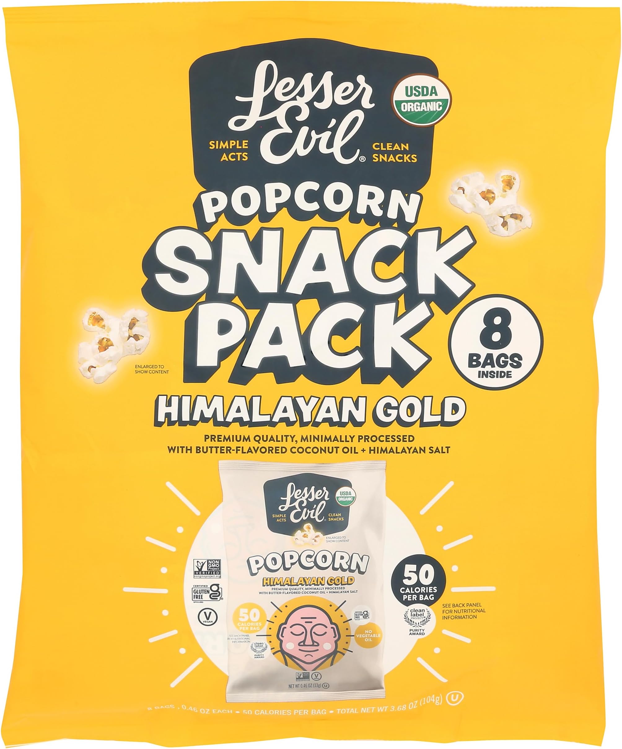 Amazon.com: LESSEREVIL Organic Himalayan Gold Popcorn Multipack, 3.68 OZ