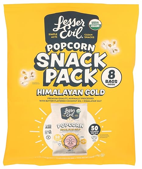 Amazon.com: Lesserevil Organic Himalayan Gold Popcorn Multipack, 3.68 Oz