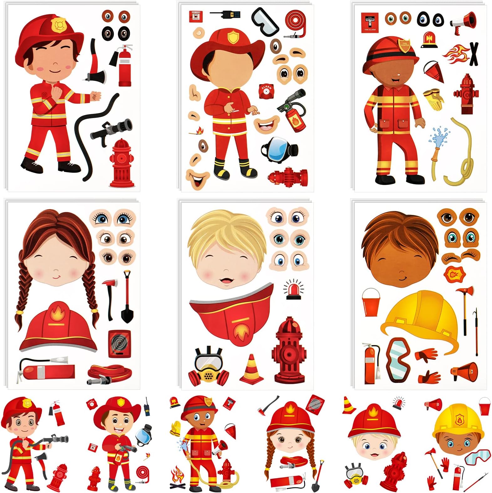 Amazon.com: McEtt Firefighter Sticker Sheets - Cute Fireman Firetruck ...