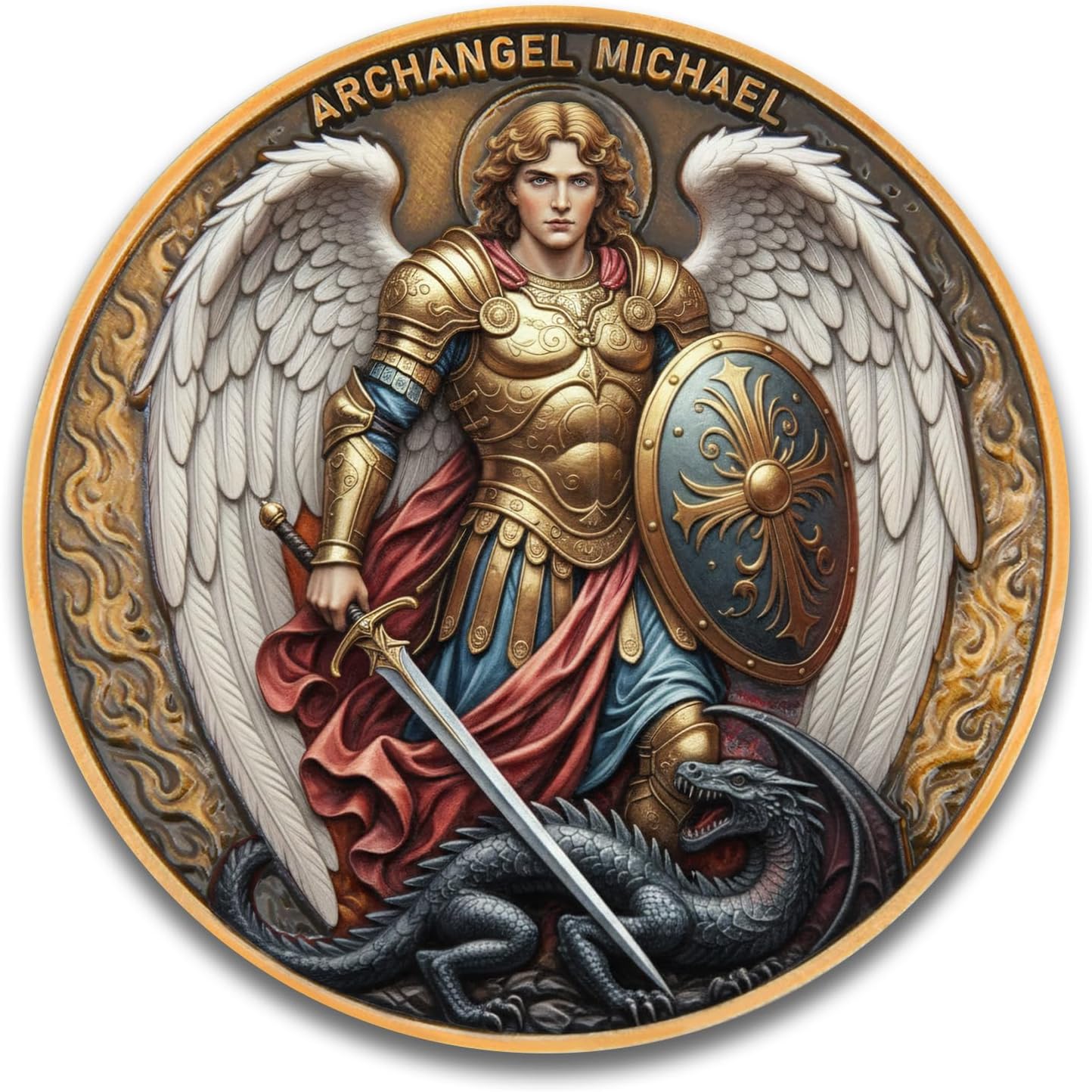 Amazon.com: Archangel Michael Challenge Coin - Saint Michael Prayer ...
