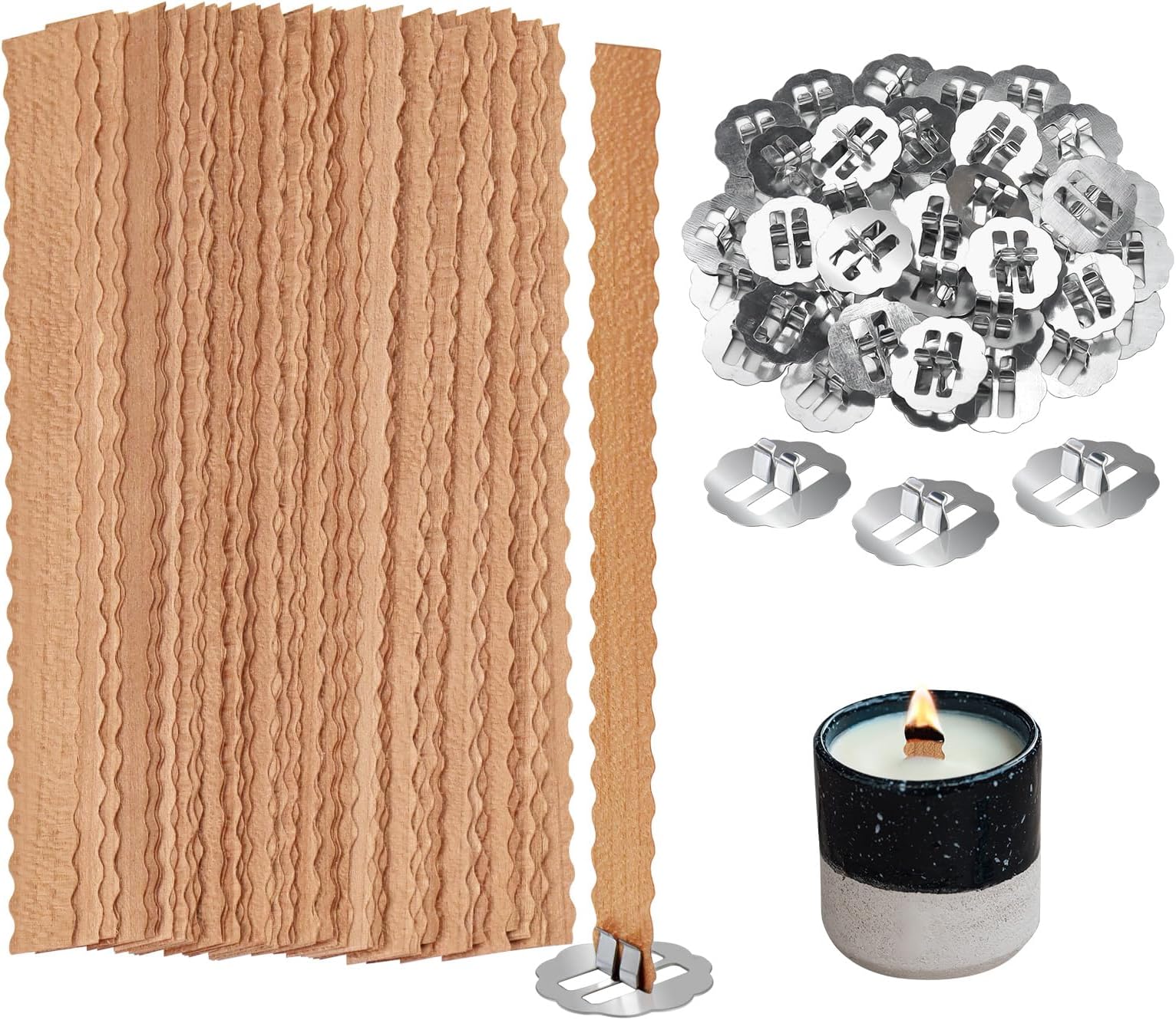 Amazon.com: 100 Pcs Wooden Candle Wicks, Wave Wood Wicks for Candles ...