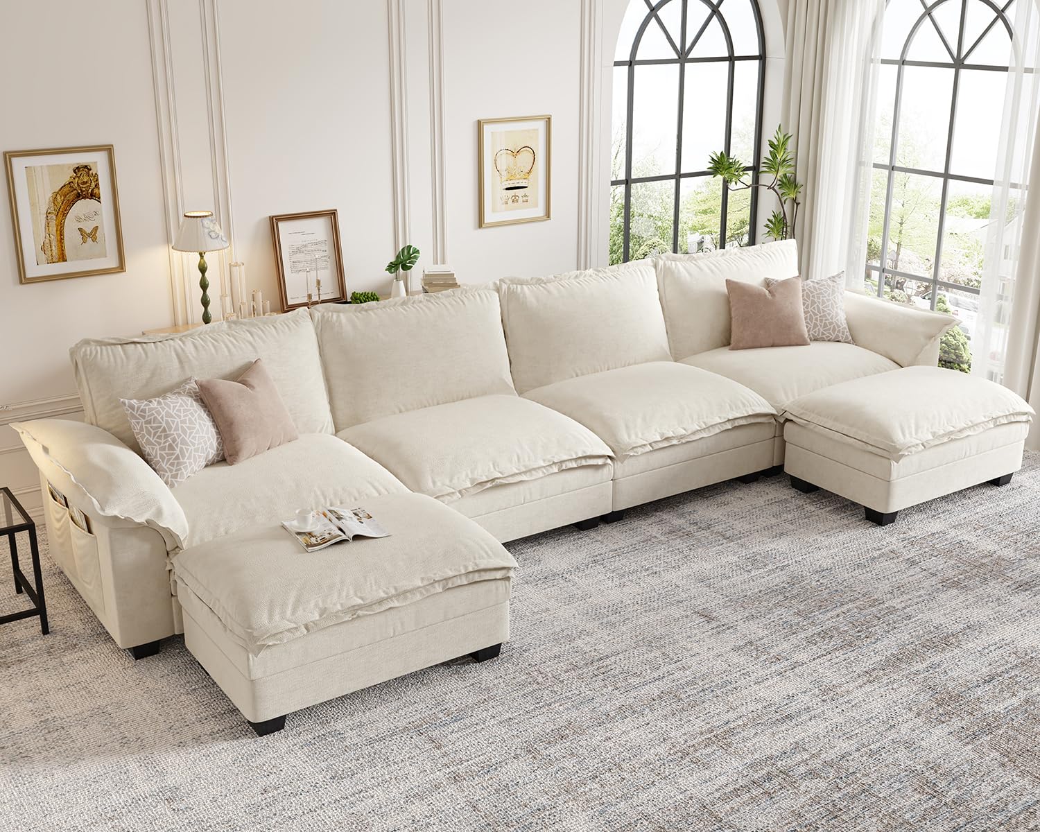 Amazon.com: KKL Modular Sectional Sofa, U Shaped Couch 4 Seater Modern ...