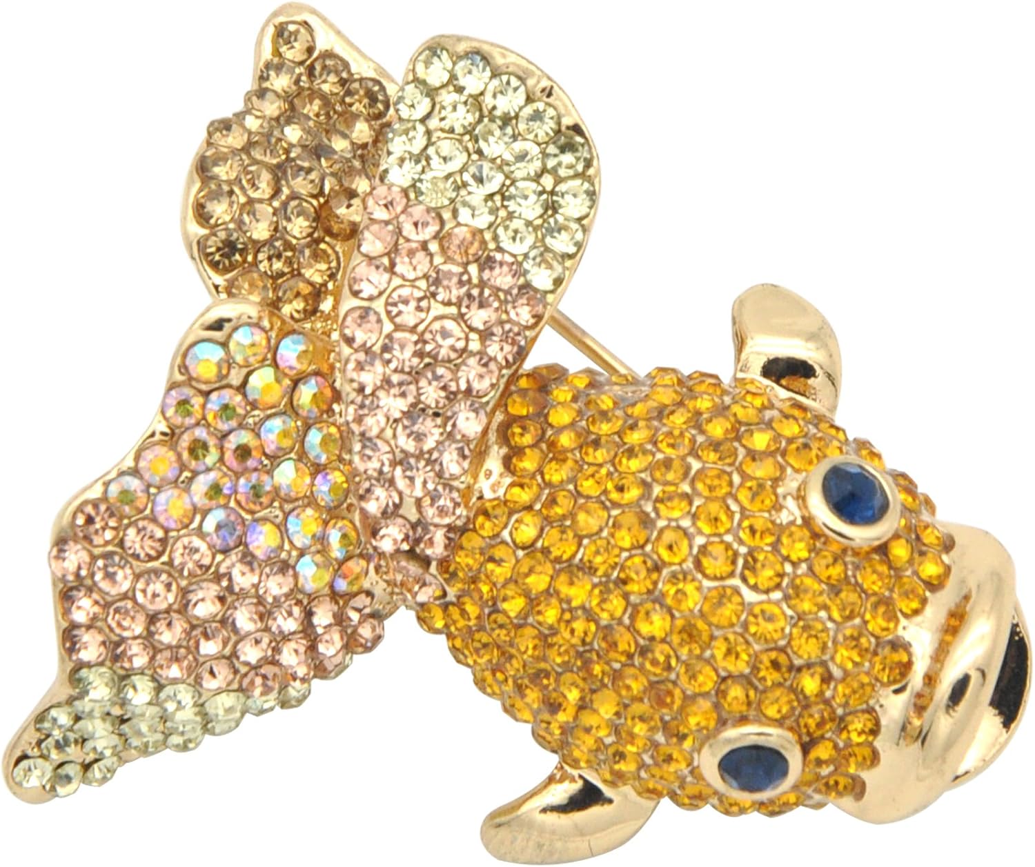 Amazon.com: Gyn&Joy Goldfish Pin Brooch Golden Tone With Crystal ...