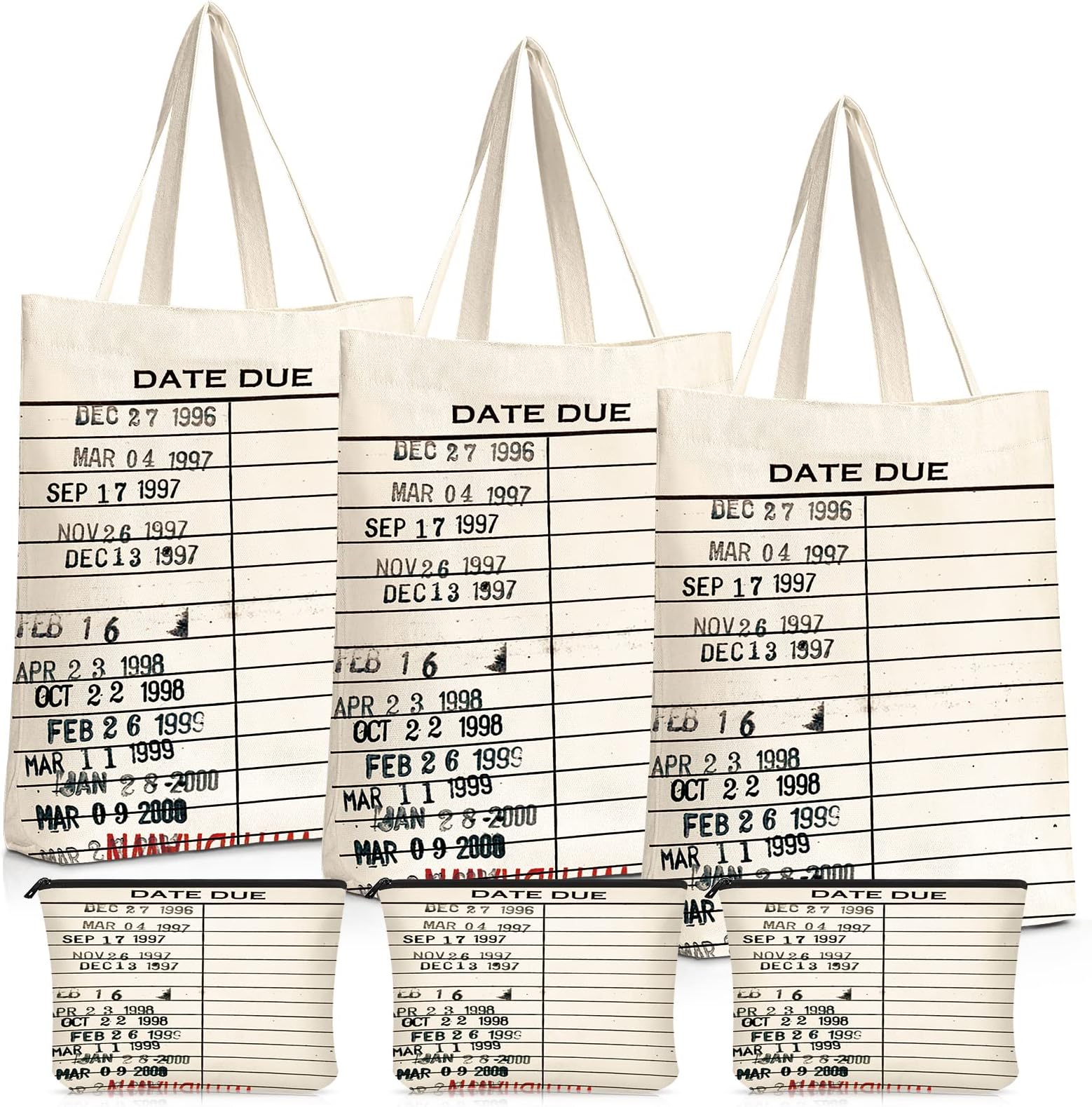 Amazon.com - Yinder 2 Pcs Library Book Tote Bag Due Date Print Library ...