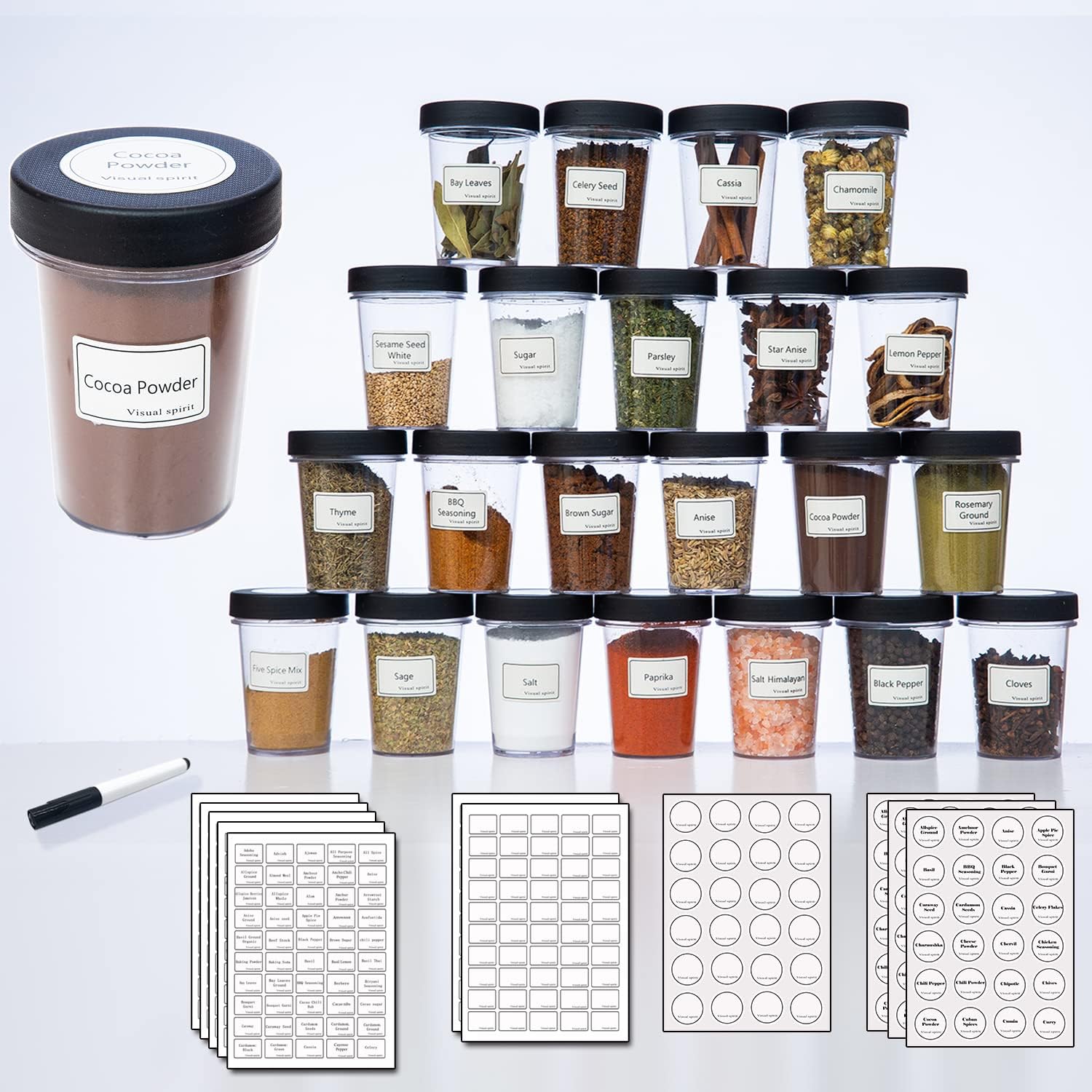 Amazon.com: 24 PCS Spice Jars storage containers,6 oz,heavy calibre ...