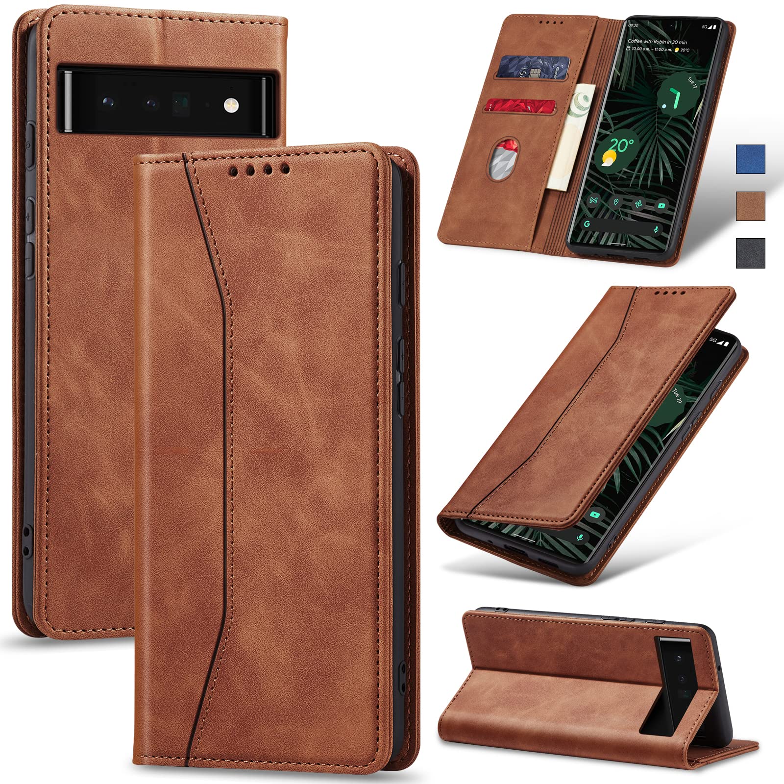 Amazon.com: Jasonyu Flip Wallet Case for Google Pixel 6 Pro 5G,Leather ...