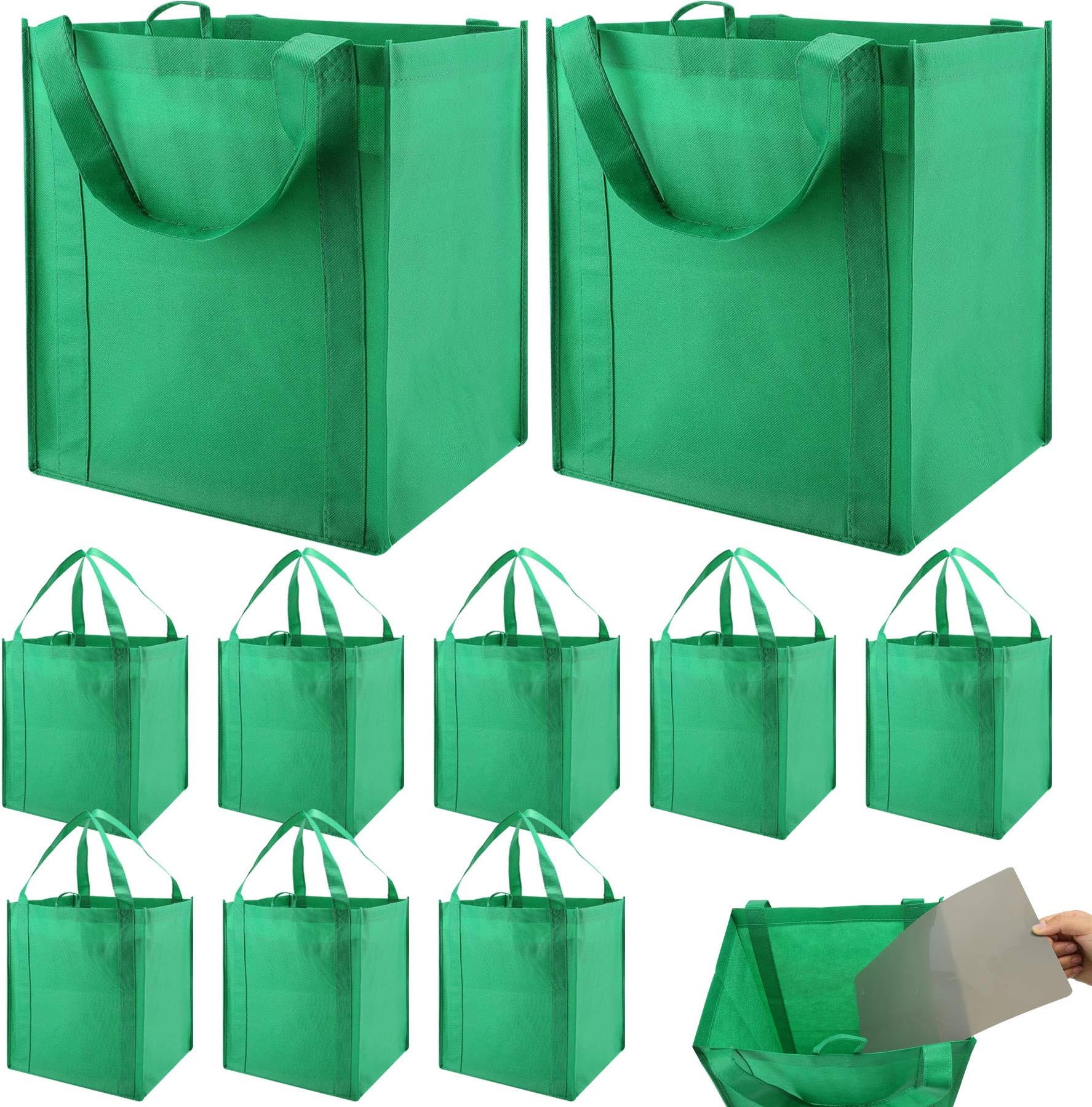 Amazon.com: Set of 10 Reusable Grocery Bags Heavy Duty Shopping Bags ...