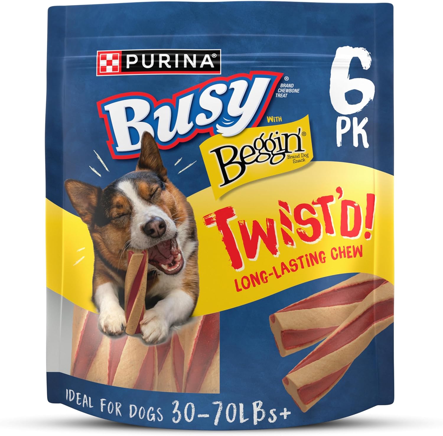 Amazon.com : Purina Busy with Beggin’ Twist’d Adult Dog Chew Bone Treats - 6 ct. Pouch : Pet ...