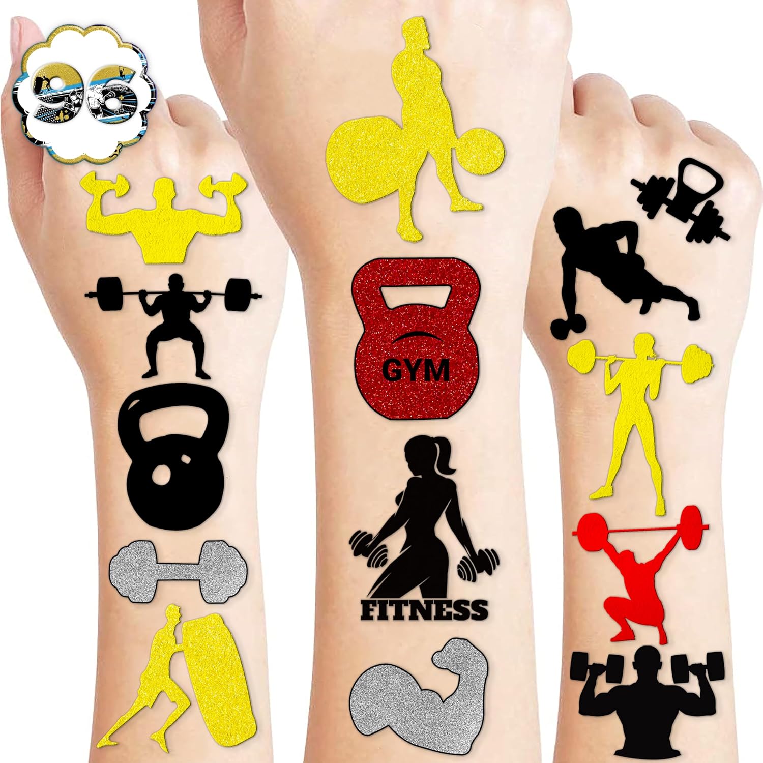 Amazon.com : 96 PCS Gym Fitness Workout Temporary Tattoos Themed ...