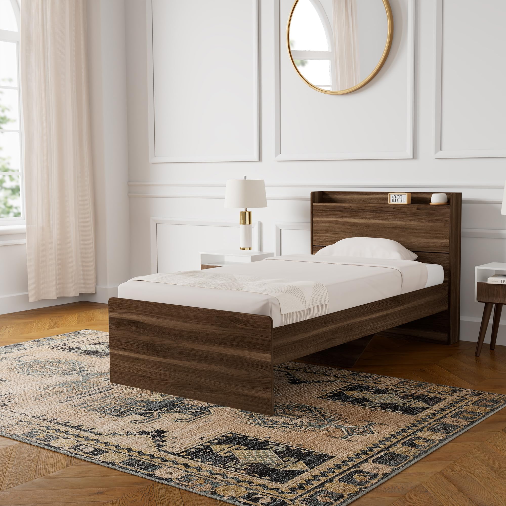 Amazon Brand - Solimo Ashburn Engineered Wood Single Bed with Headboard ...