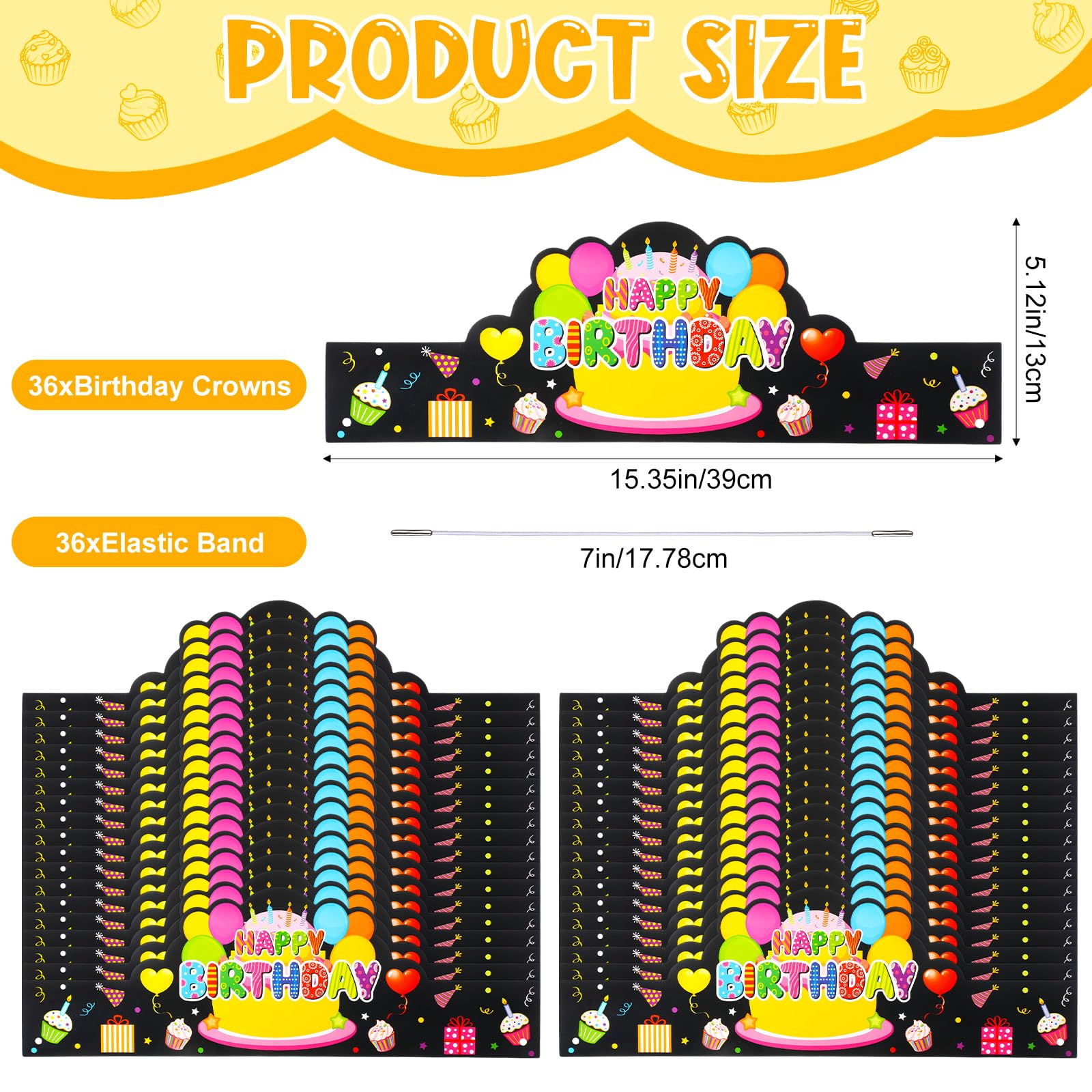 Snapklik.com : Yunsailing 36 Pcs Happy Birthday Crowns For Kids Paper ...