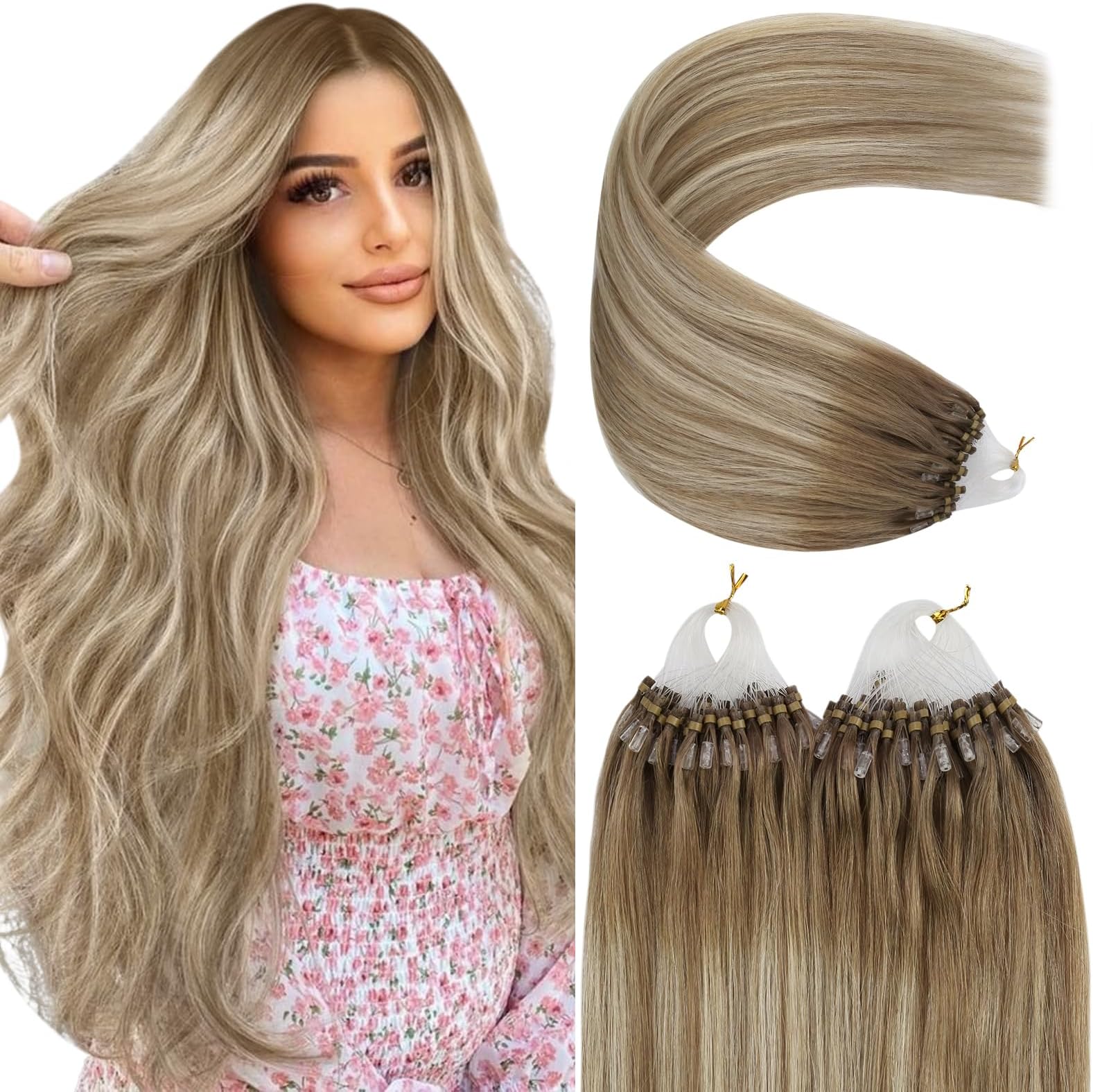 Amazon.com : YoungSee Microbead Hair Extensions Brown Ombre Micro Loop ...