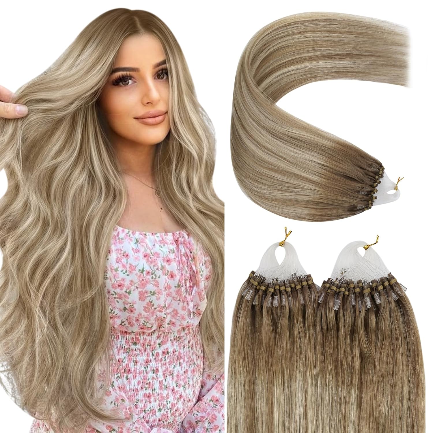 Amazon.com : YoungSee Microbead Hair Extensions Brown Ombre Micro Loop ...