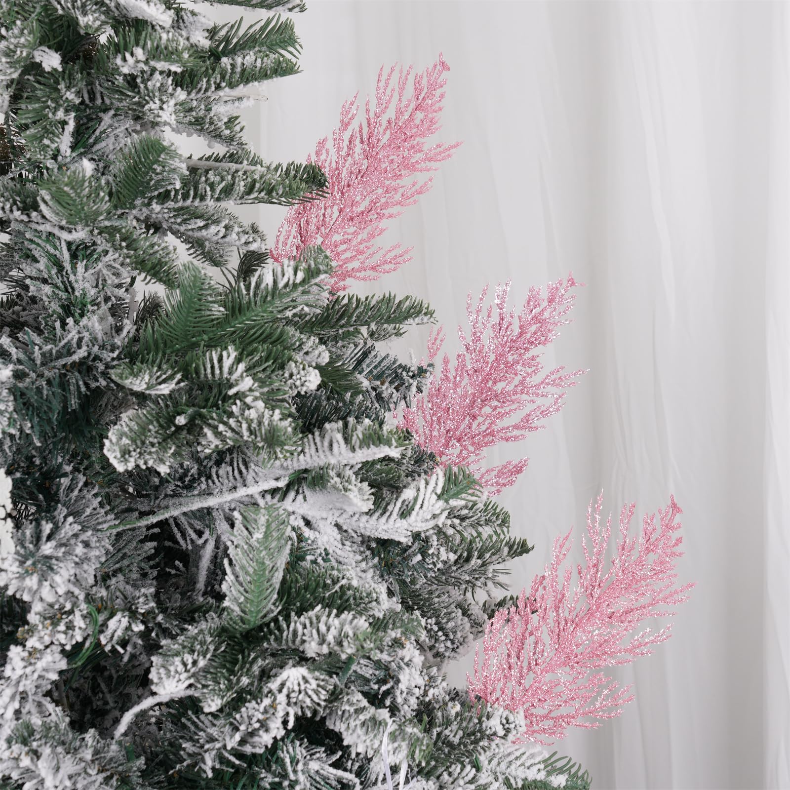 Christmas Glitter Stems 24pcs Artificial Pine Tree Picks for Christmas ...