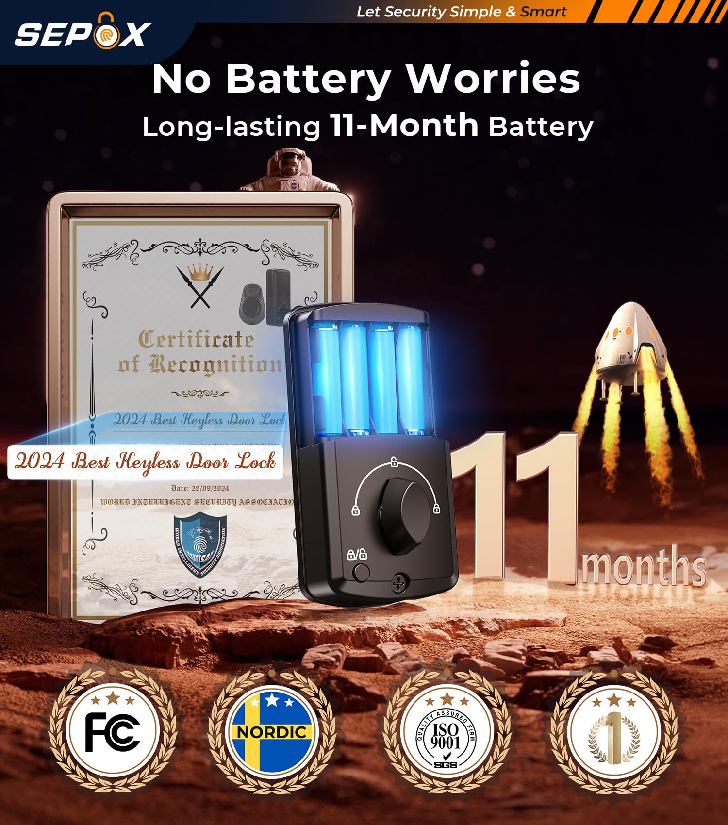 Snapklik.com : SEPOX 4PC Set Smart Deadbolt Lock - 5-in-1 Keyless Entry