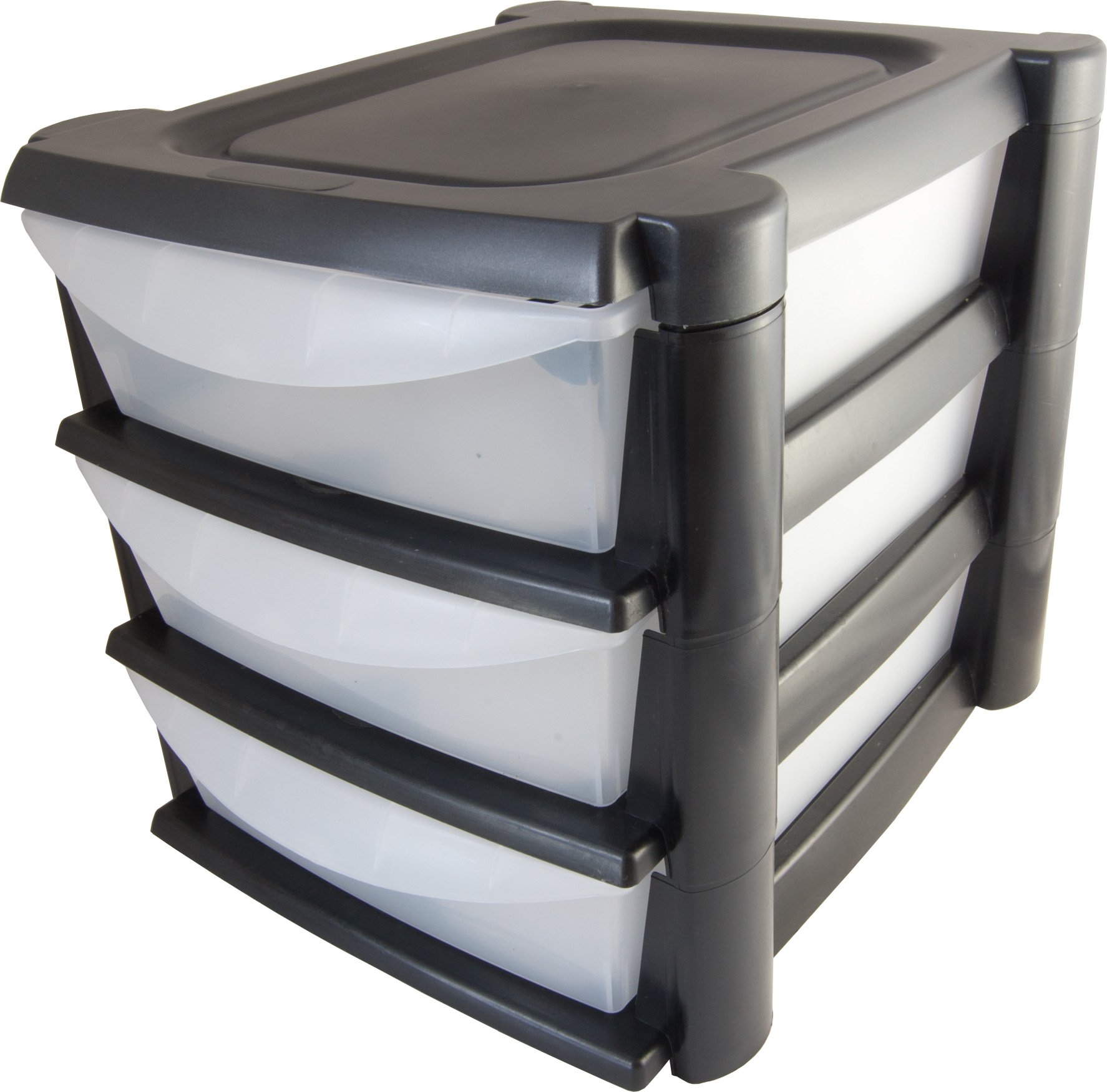 Buy Black Plastic 3 Drawer Storage Tower Desk Organiser Tidy A4 Paper ...