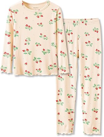 Amazon.com: Cute Floral/Fruit Pajamas for Toddler & Little Girls Snug-Fitting Long Sleeves ...