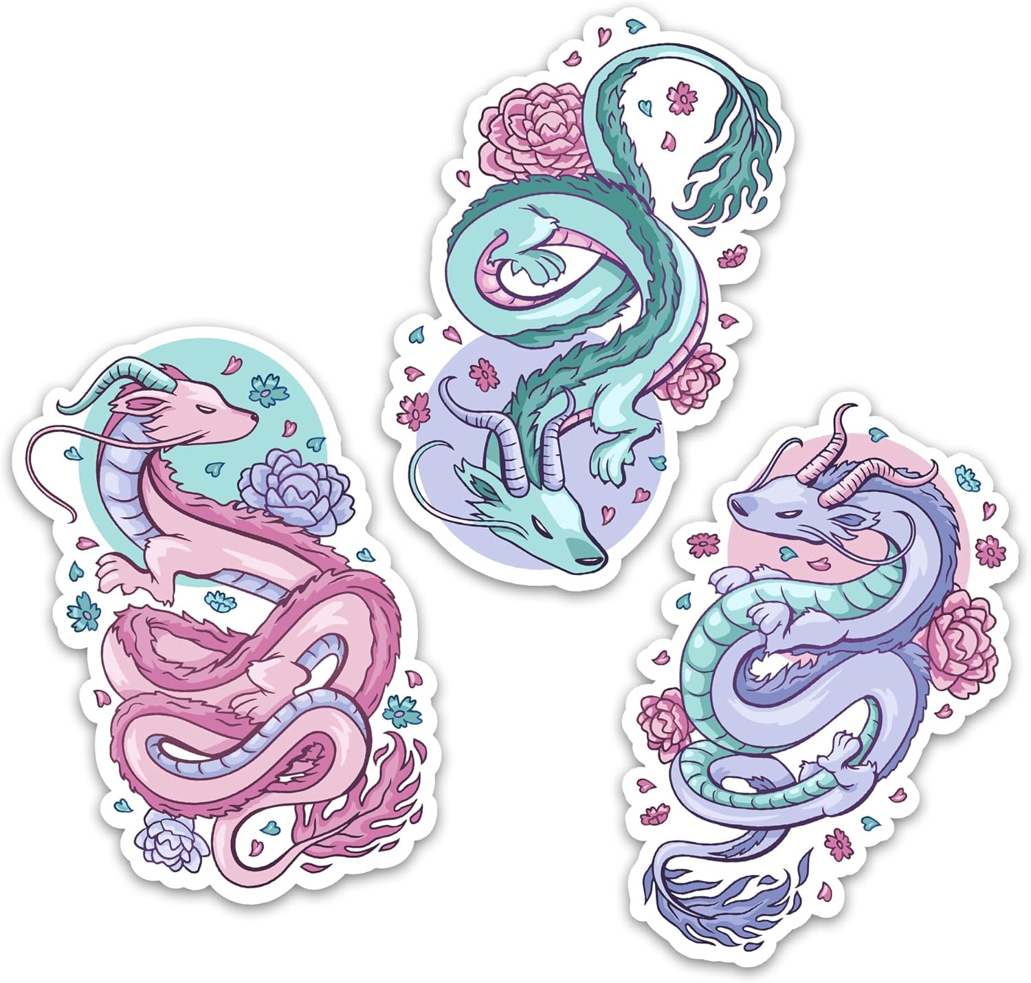 Amazon.com: (3PCs) Cute Pastel Dragon Sticker Set, Mythical Creatures ...