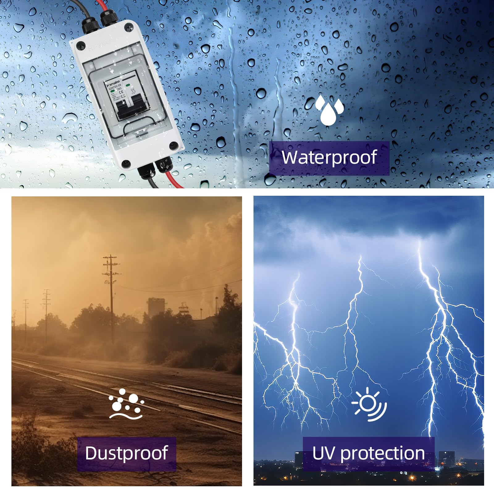 Snapklik.com : KERWINN Solar Panel Disconnect Switch,60A 1000V ...