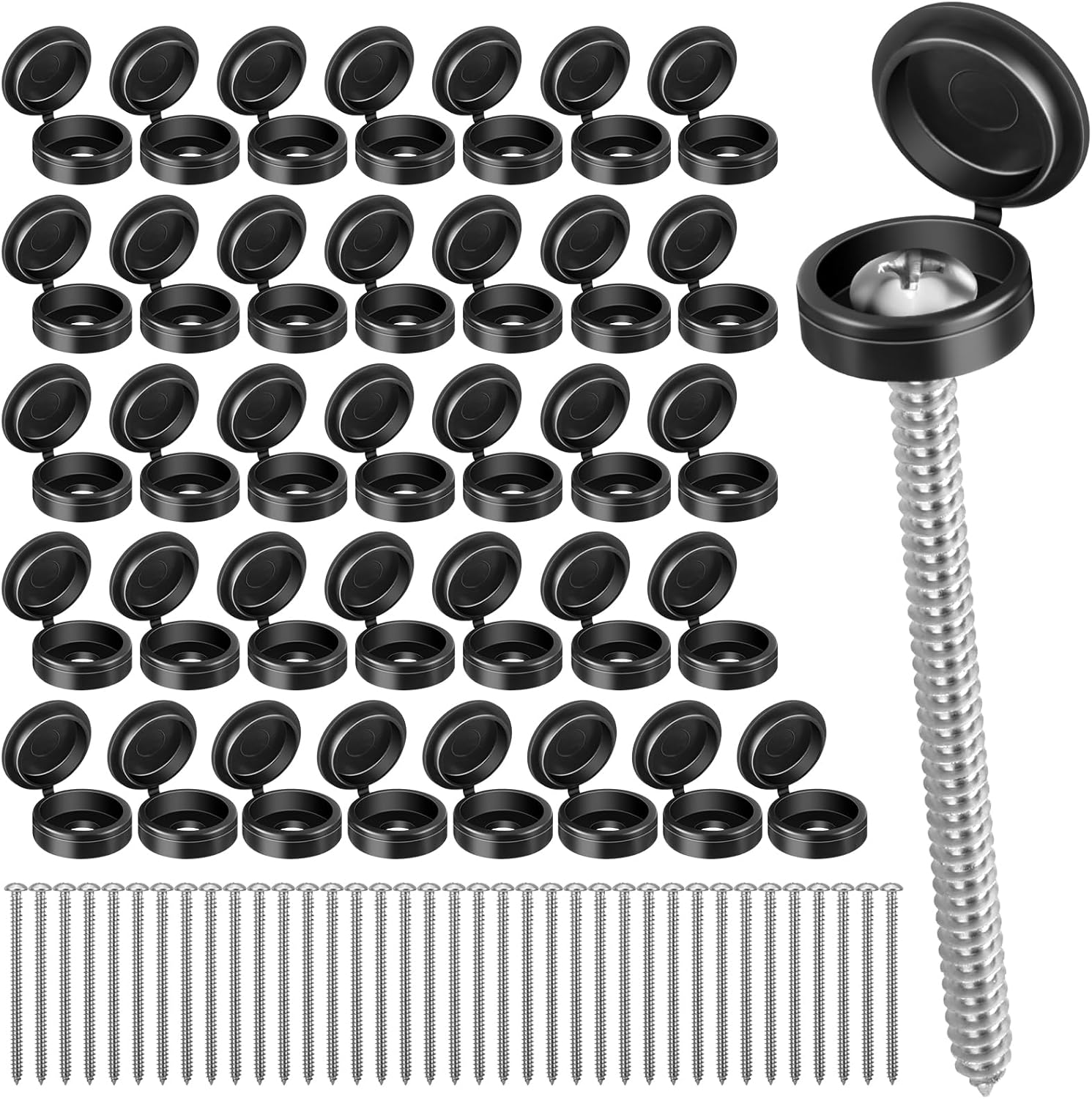 36 Set 3 Inch Shutter Screws and Caps Black Shutter Screws with Caps ...
