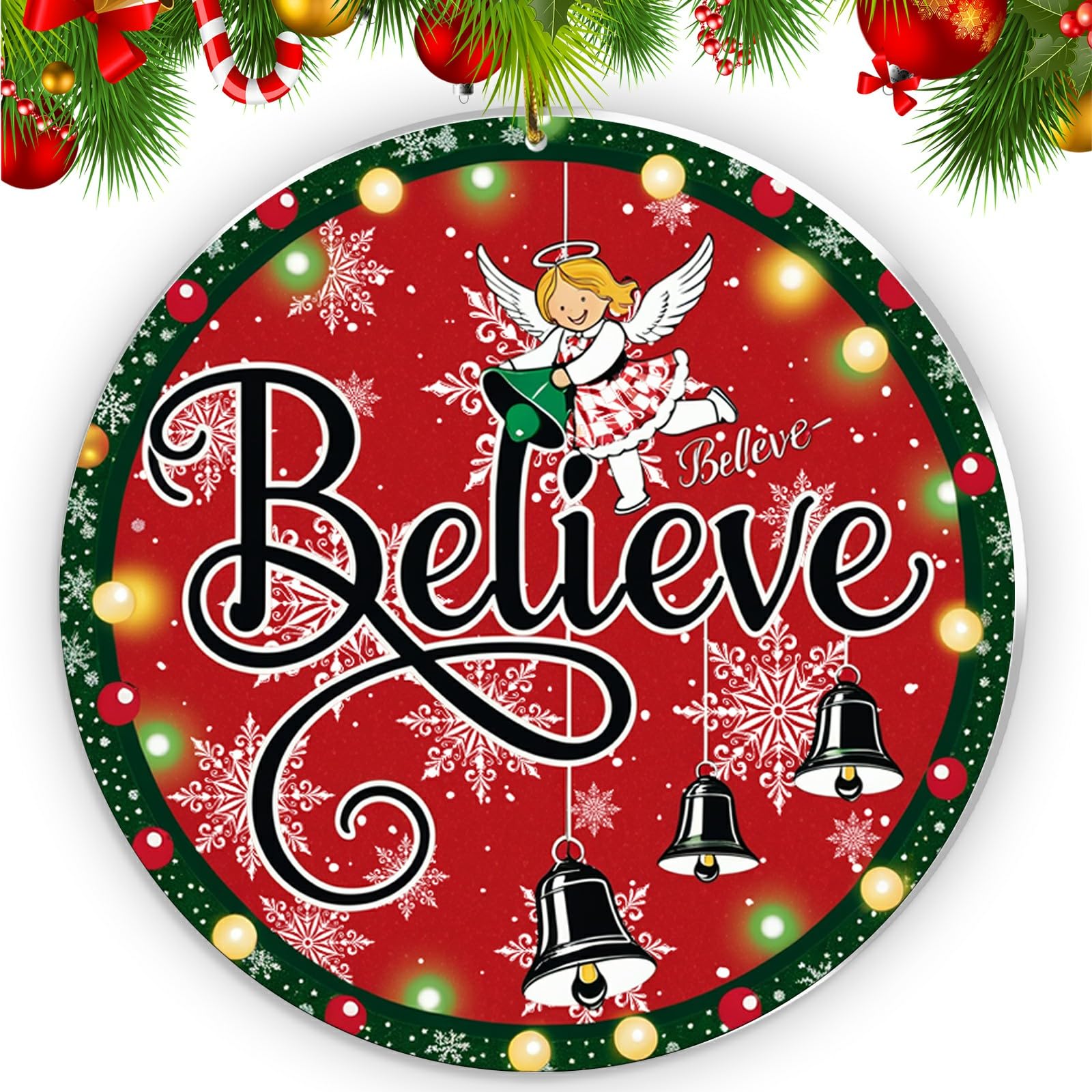 Amazon.com: Believe Christmas Ornaments - 2024 Believe Sign Christmas ...