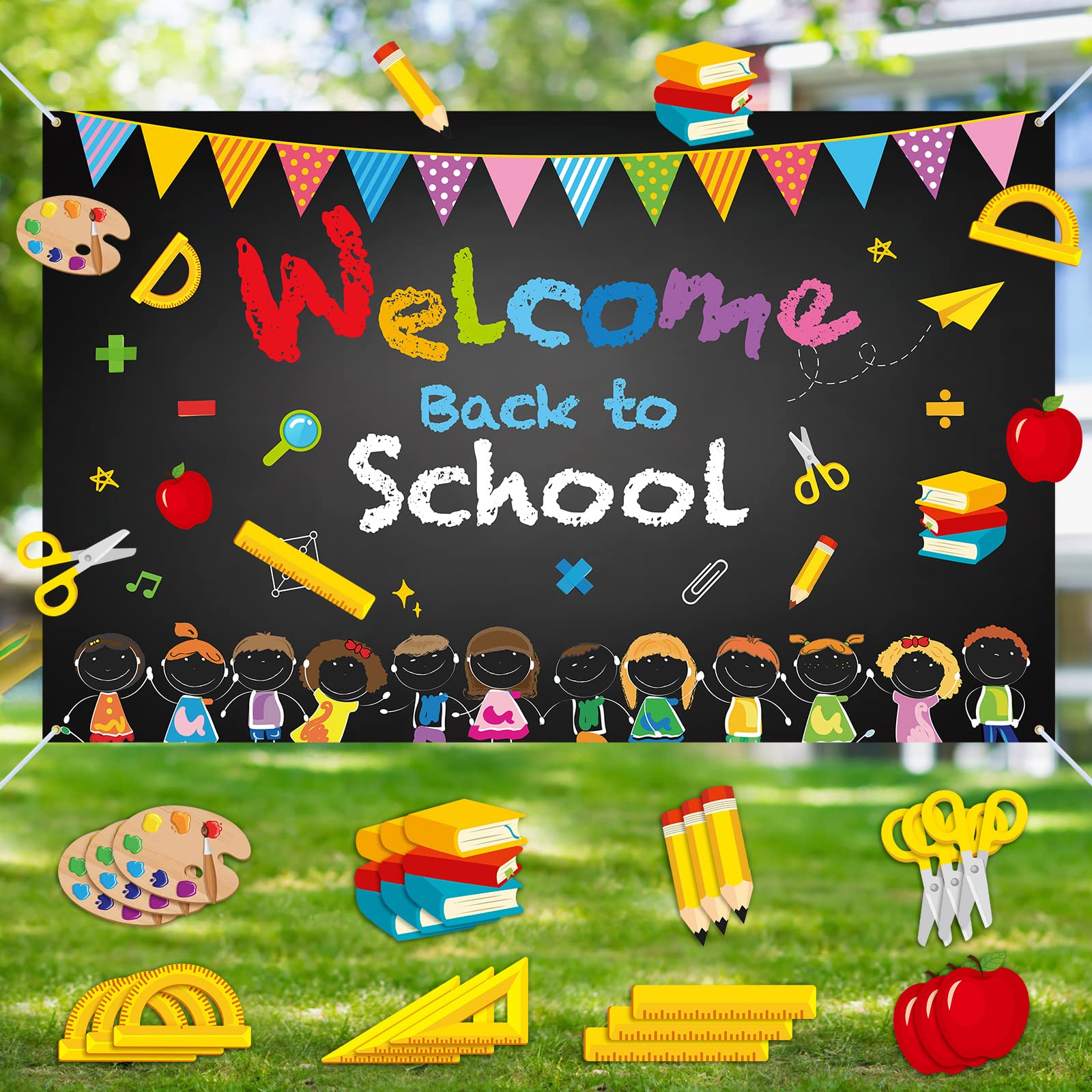 Buy Welcome Back to School Banner Set 71 x 43 Inch Large Fabric School ...