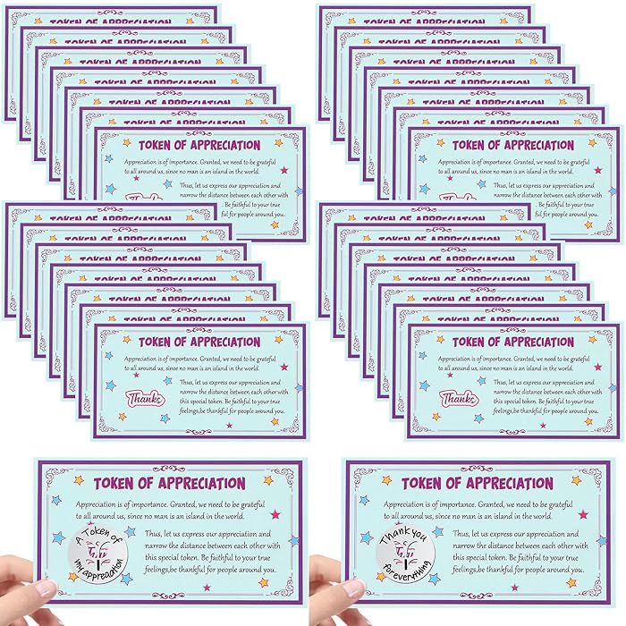 Buy 48 Sets Tokens of Appreciation and Cards Motivational Thank You ...