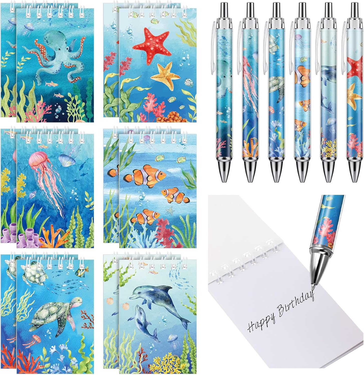Amazon.com: Gilprop 24 Pcs Ocean Animals Ballpoint Pens and Mini Sea ...