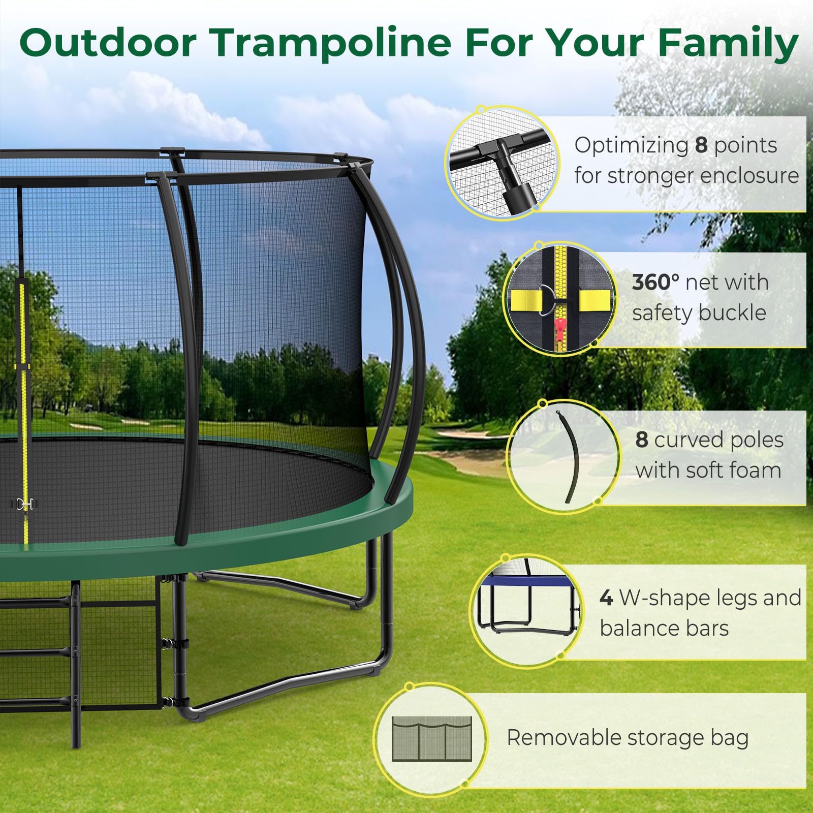 Tatub 16 14FT Trampoline for Kids and Adults, Outdoor Pumpkin ...
