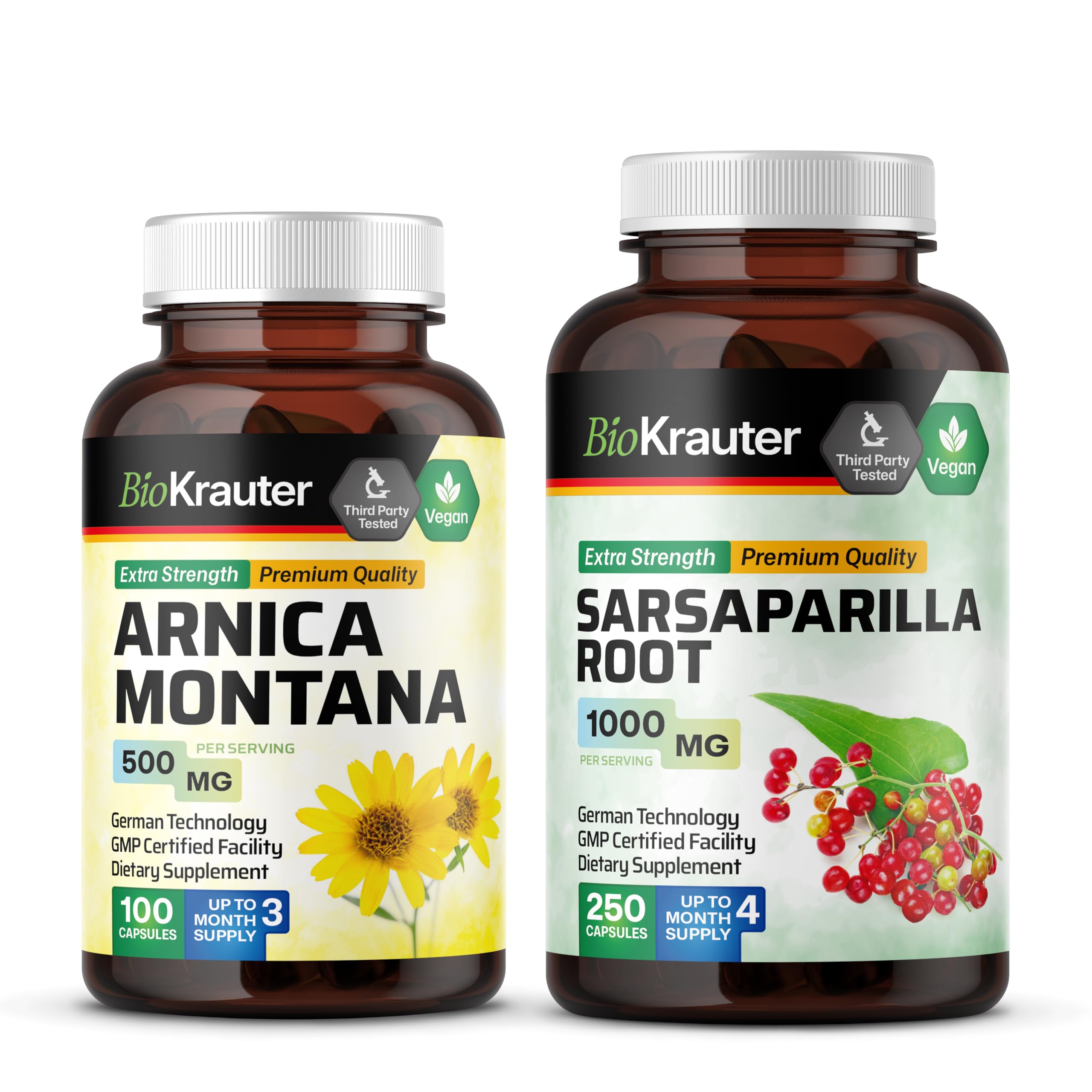 Amazon.com: BIO KRAUTER Arnica Montana 100 Capsules & Sarsaparilla Root ...