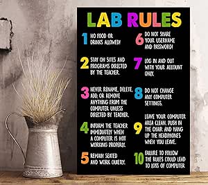 Amazon.com: Lab rules Computer Lab Poster Computers Class Decor Classroom Rules Chalkboard ...