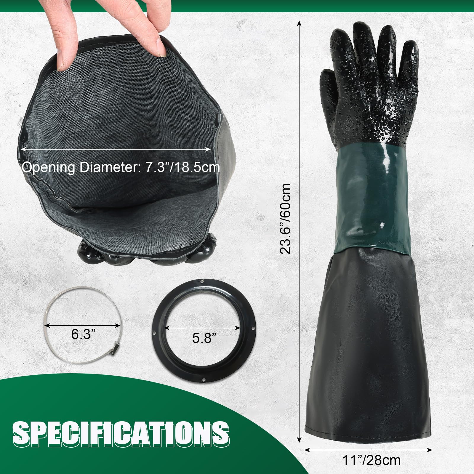 Snapklik.com : DASBET Rubber Sandblasting Gloves 23.6" Heavy Duty ...