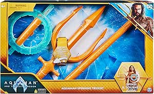 DC Comics, Aquaman Spinning Trident, 89-cm Interactive Toy with Lights ...