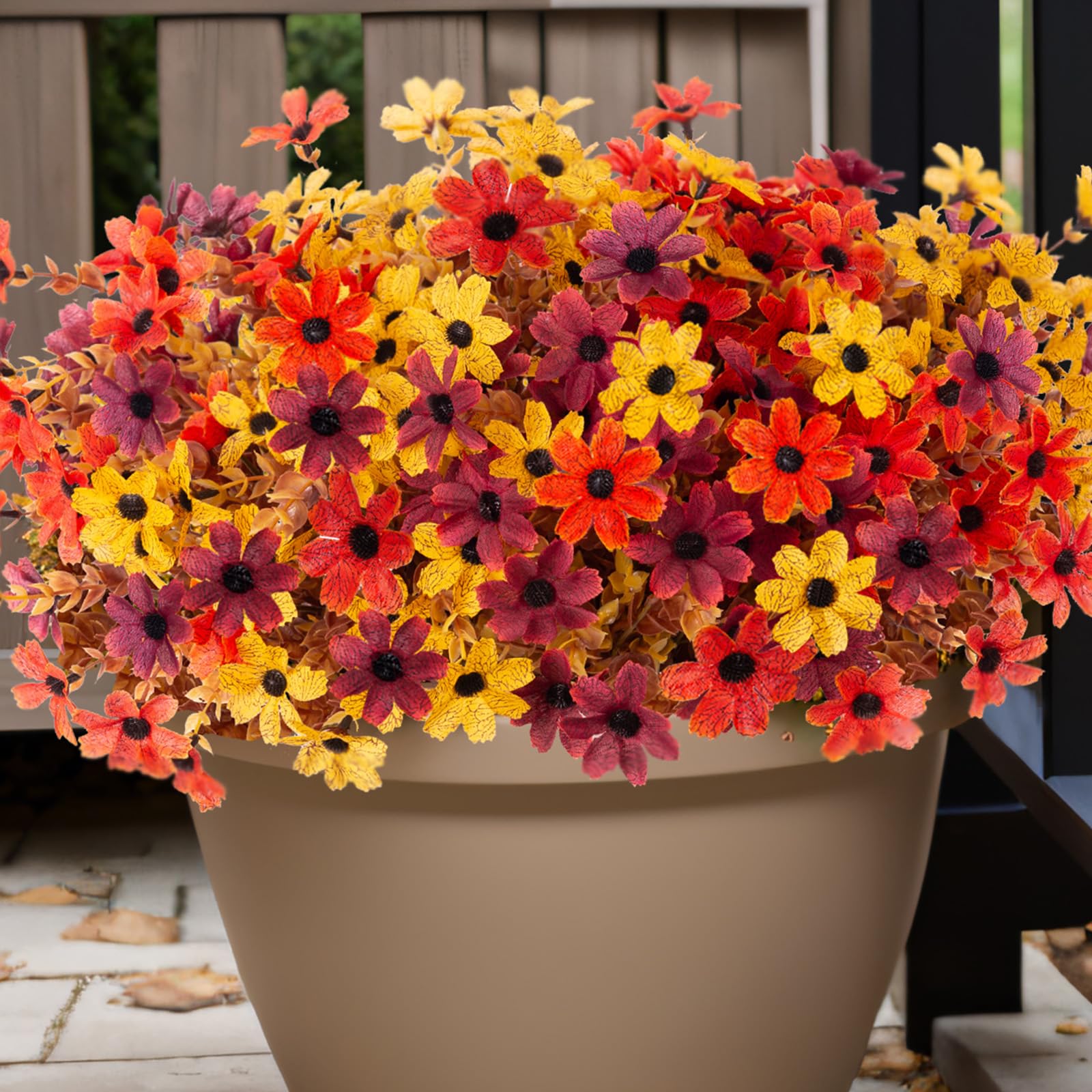 Amazon.com: Fall Artificial Fake Flowers Plants Outdoor Decoration, 12 ...