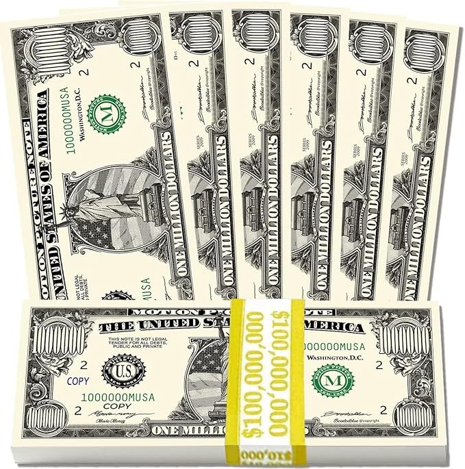 Amazon.com: BOOSTEDBLUE Pack of 100 | Million Dollar Bill | 100 Novelty ...