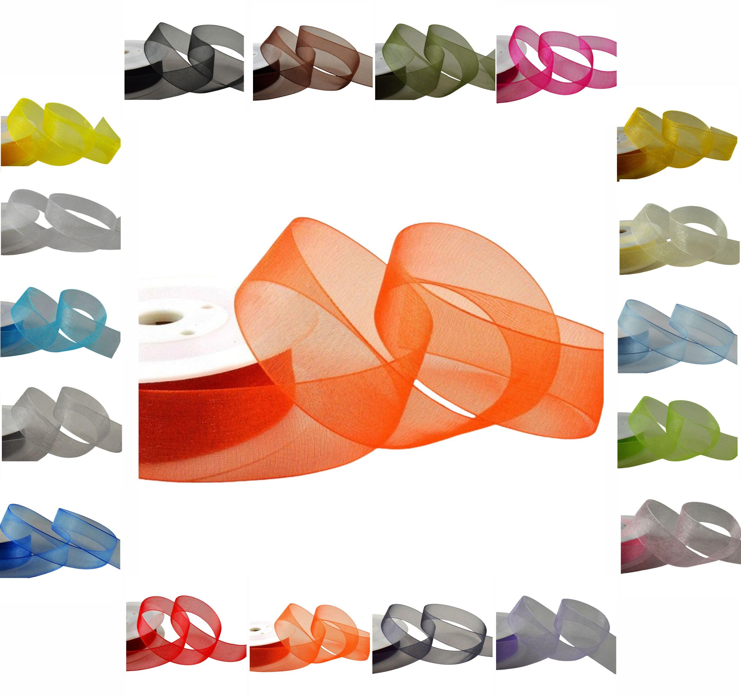 50m / 25m Roll Luxury Organza Woven Edge Ribbon Reel Rolls 3mm, 9mm ...