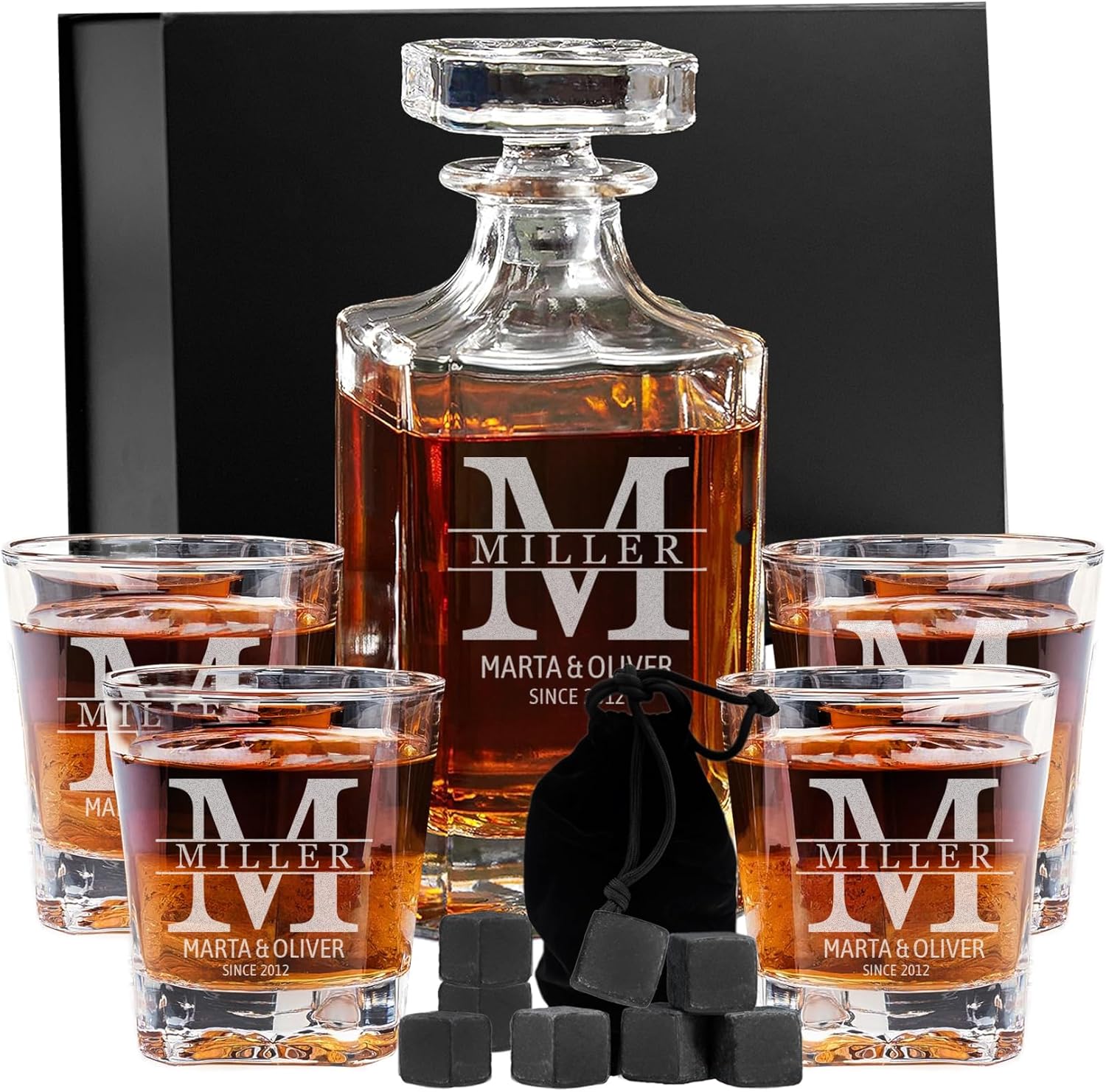 Amazon.com | Personalized Whiskey Decanter Set - Custom Liquor Decanter ...