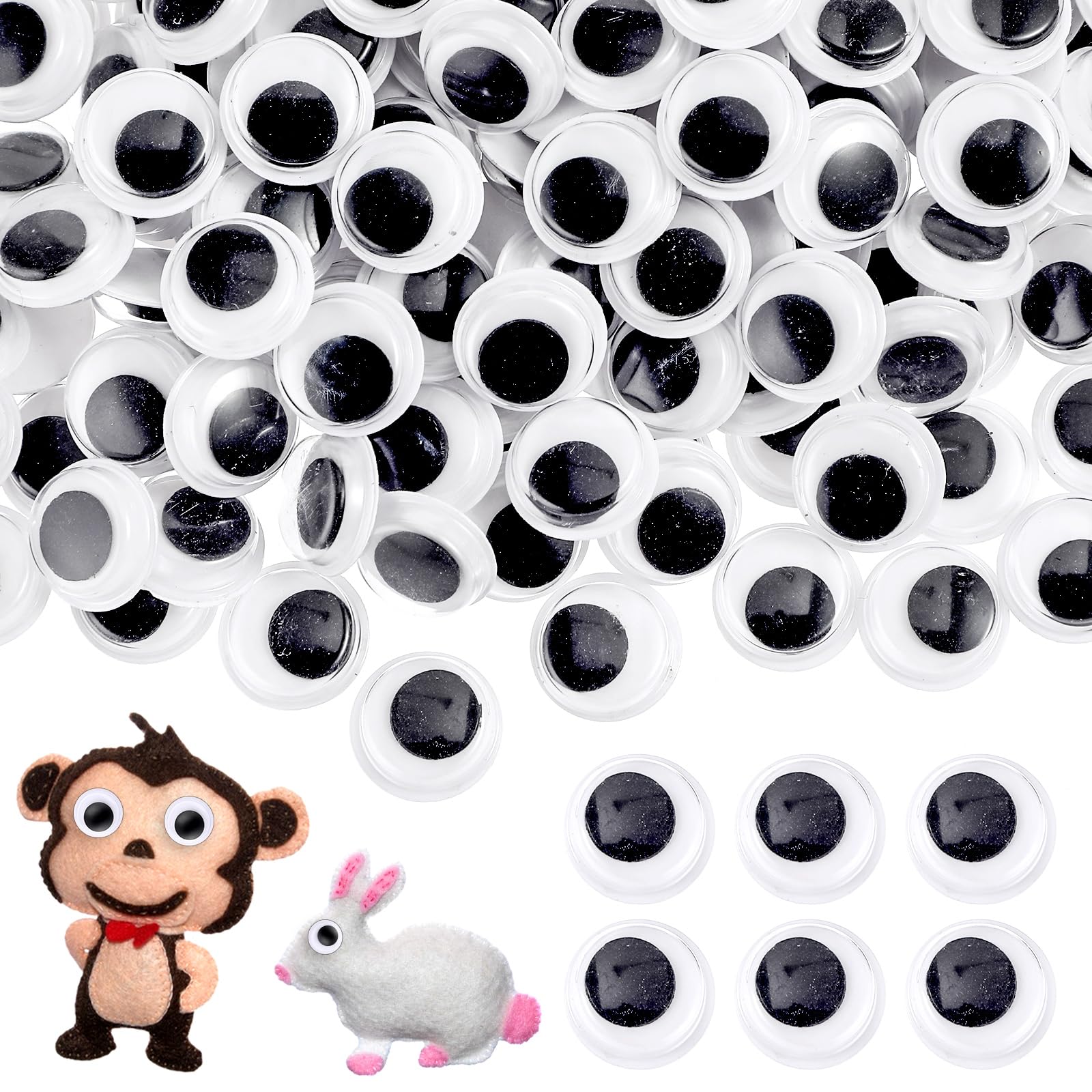 300 Pcs Googly Eyes Self Adhesive 12mm Craft Eyes Round Prank Wiggle ...