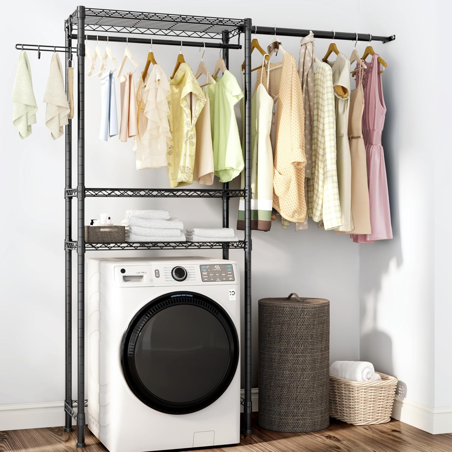 Amazon.com: Over Washer and Dryer Shelves,3 Tier Adjustable Wire ...
