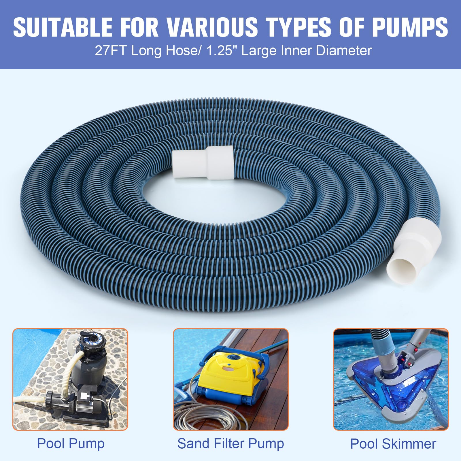 Pool Vacuum Hose, Heavy Duty Manual Swimming Pool Cleaner Hose With ...