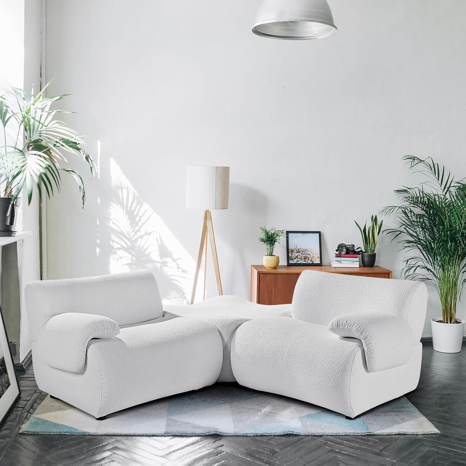 Amazon.com: JSCHZ Modular Sectional Sofa with Ottoman, Sherpa Teddy ...