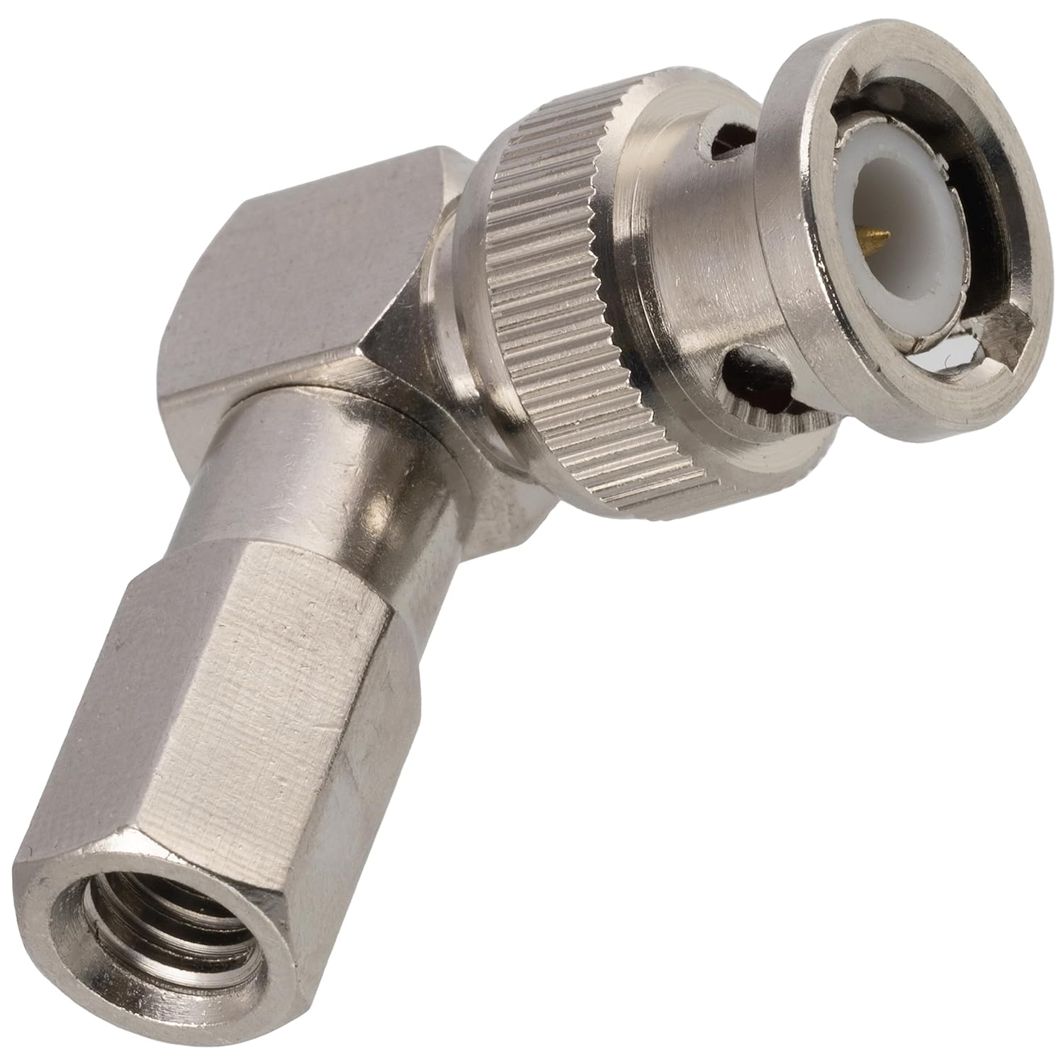 AERZETIX - C11343 - Conector BNC macho acodado 90° para cable coaxial RG210, RG59, RG62, RG71 ...