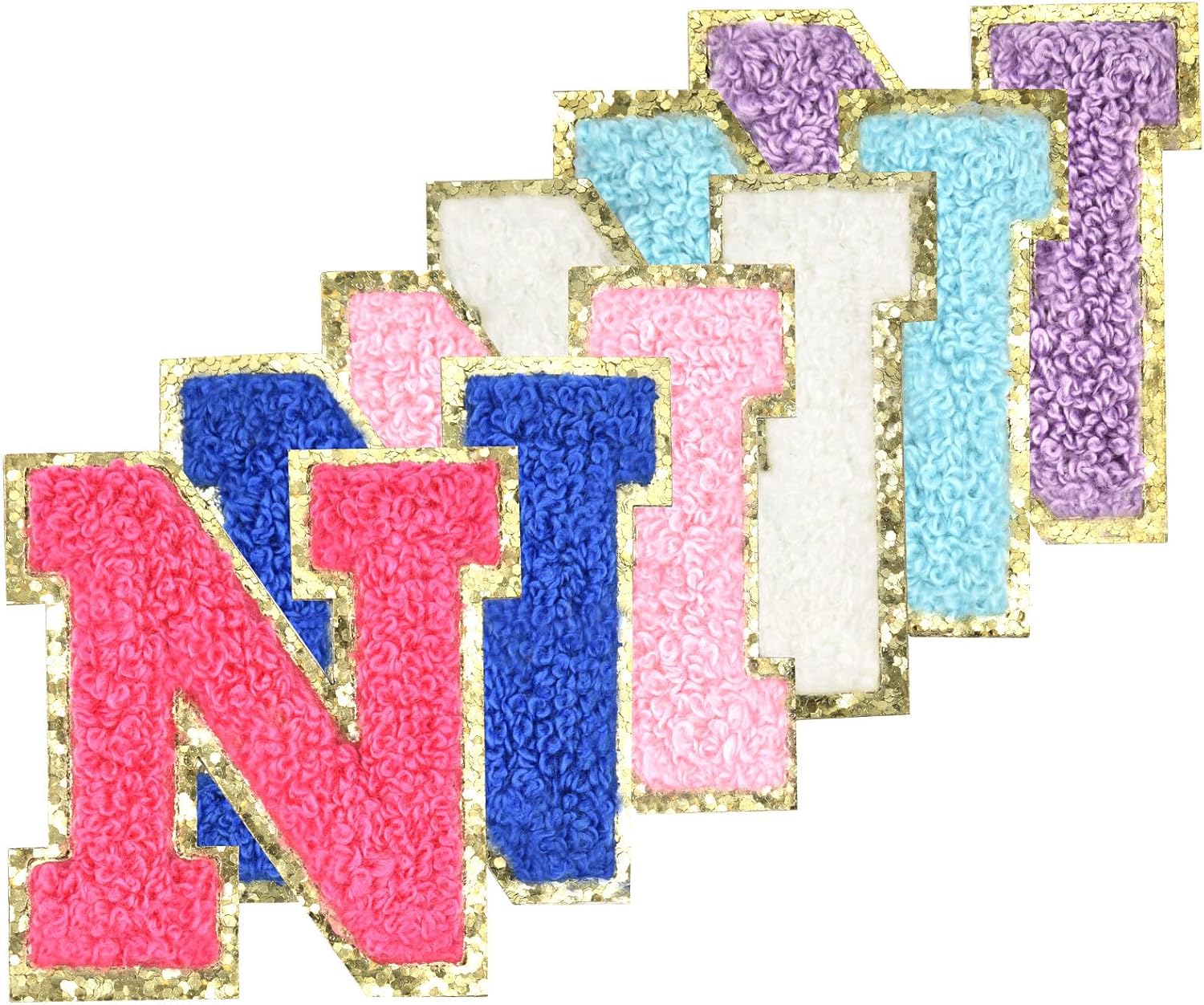 Amazon.com: 6Pcs Self Adhesive Chenille Letter Patches Iron on Varsity ...