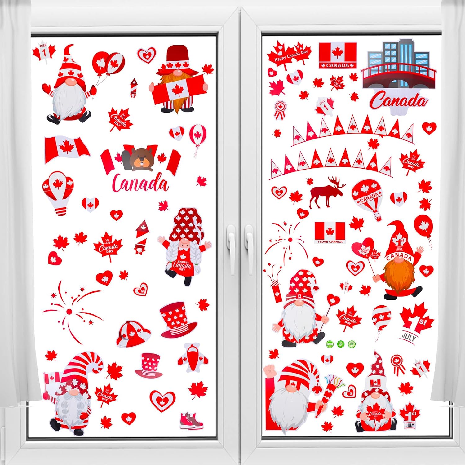 HOWAF Happy Canada Day Party Decorations Window Clings, Maple Leave ...
