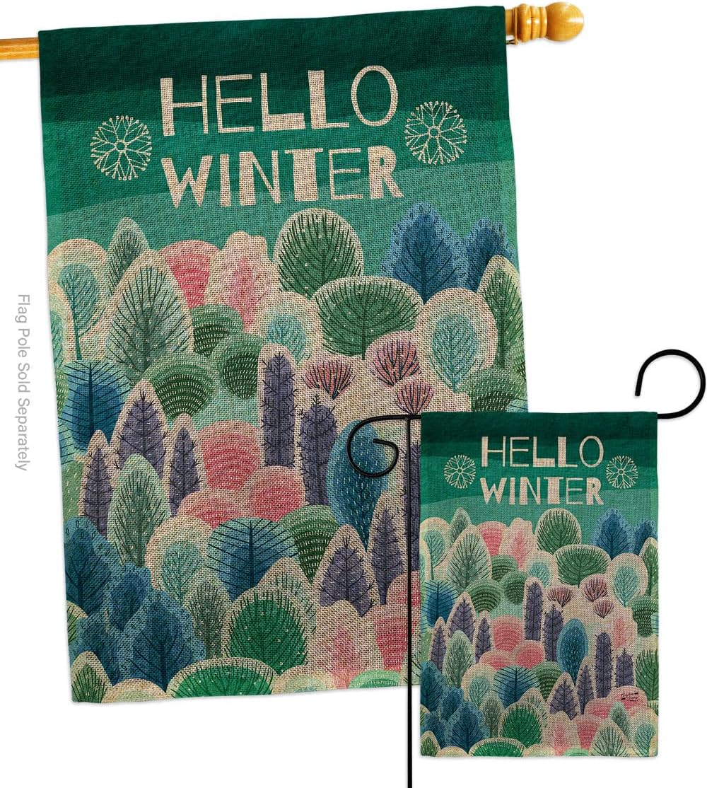 Amazon.com : Angeleno Heritage Winter Hello Burlap Garden House Flags ...