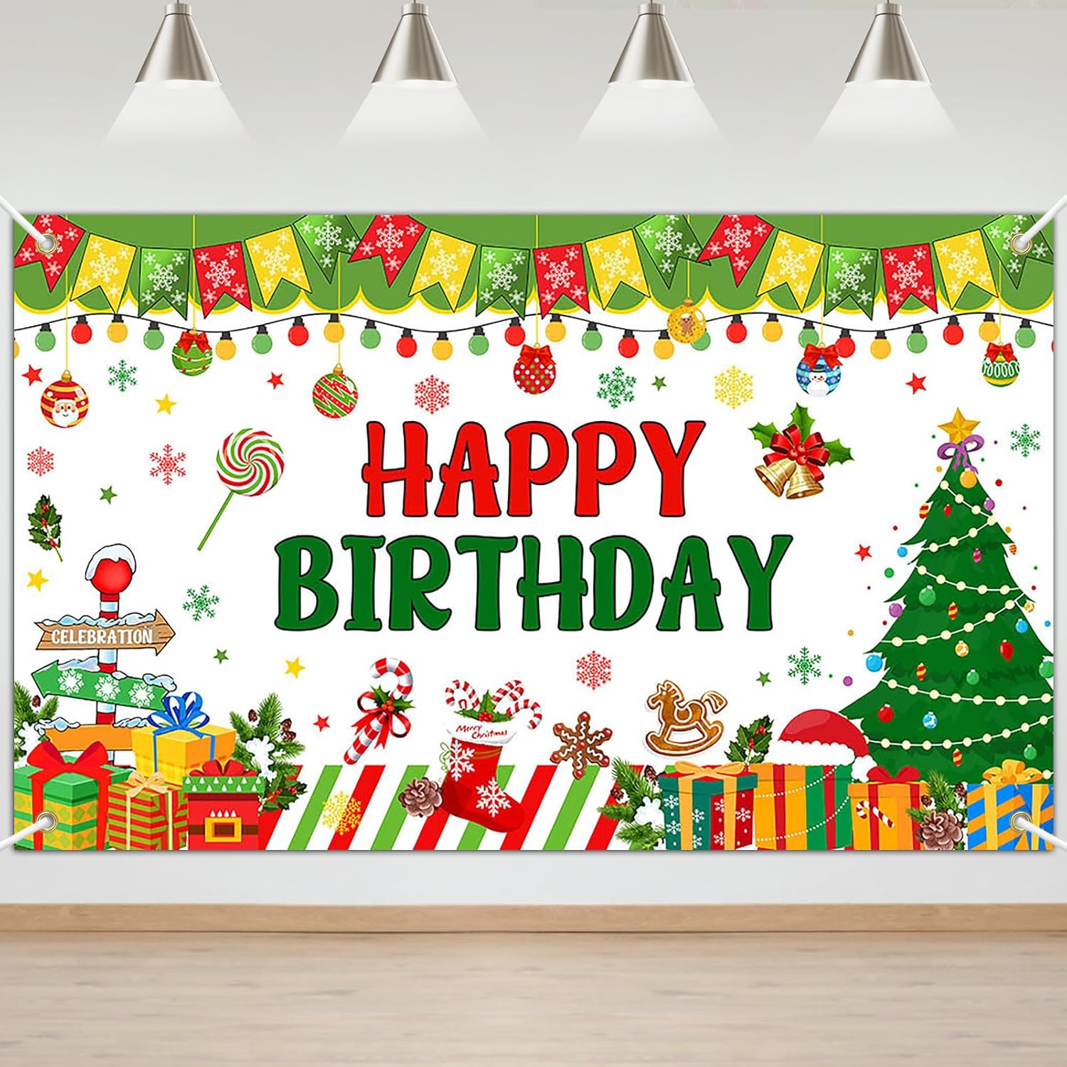 Amazon.com : Lecheme Christmas Birthday Backdrop 6x4 ft Christmas ...