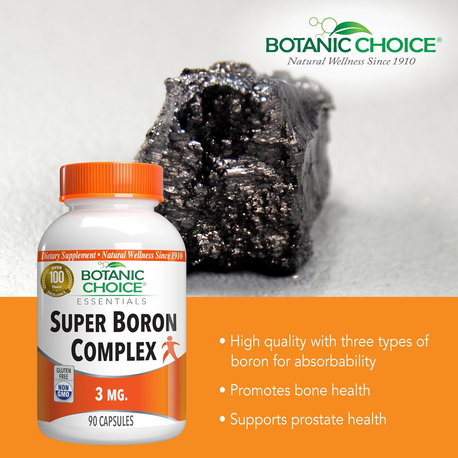 Botanic Choice Super Boro Complex (3 mg) Promueve la salud ósea y la próstata mediante la ...