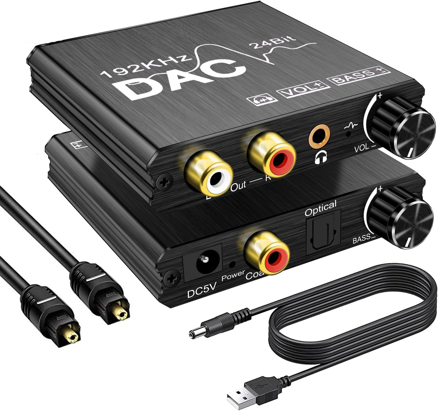 Angju 192kHz Digital to Analog Audio Converter with Bass Adjustment DAC ...