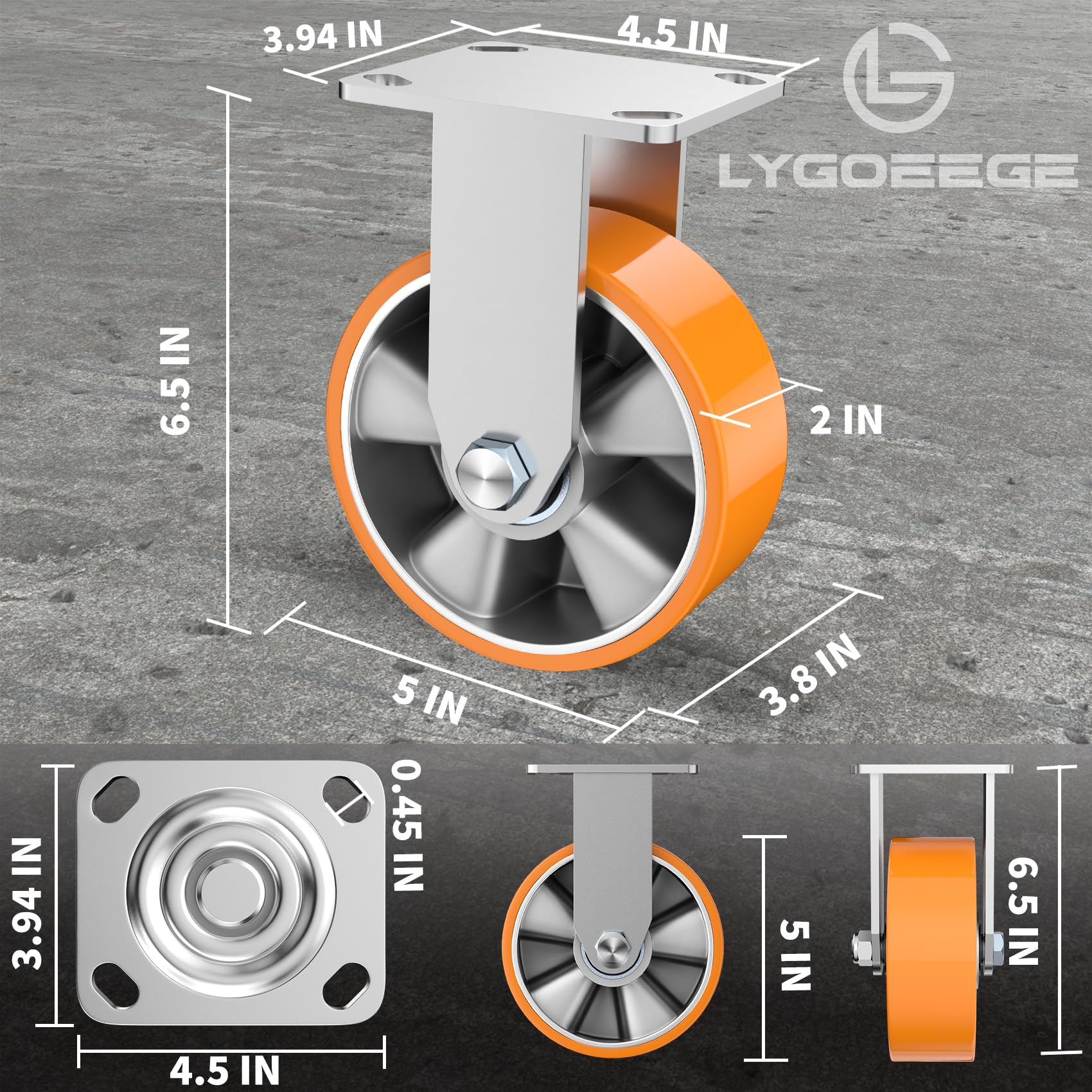 Snapklik.com : Rigid Heavy Duty Caster Wheel, 5Inch2, 2000lbs Capacity ...