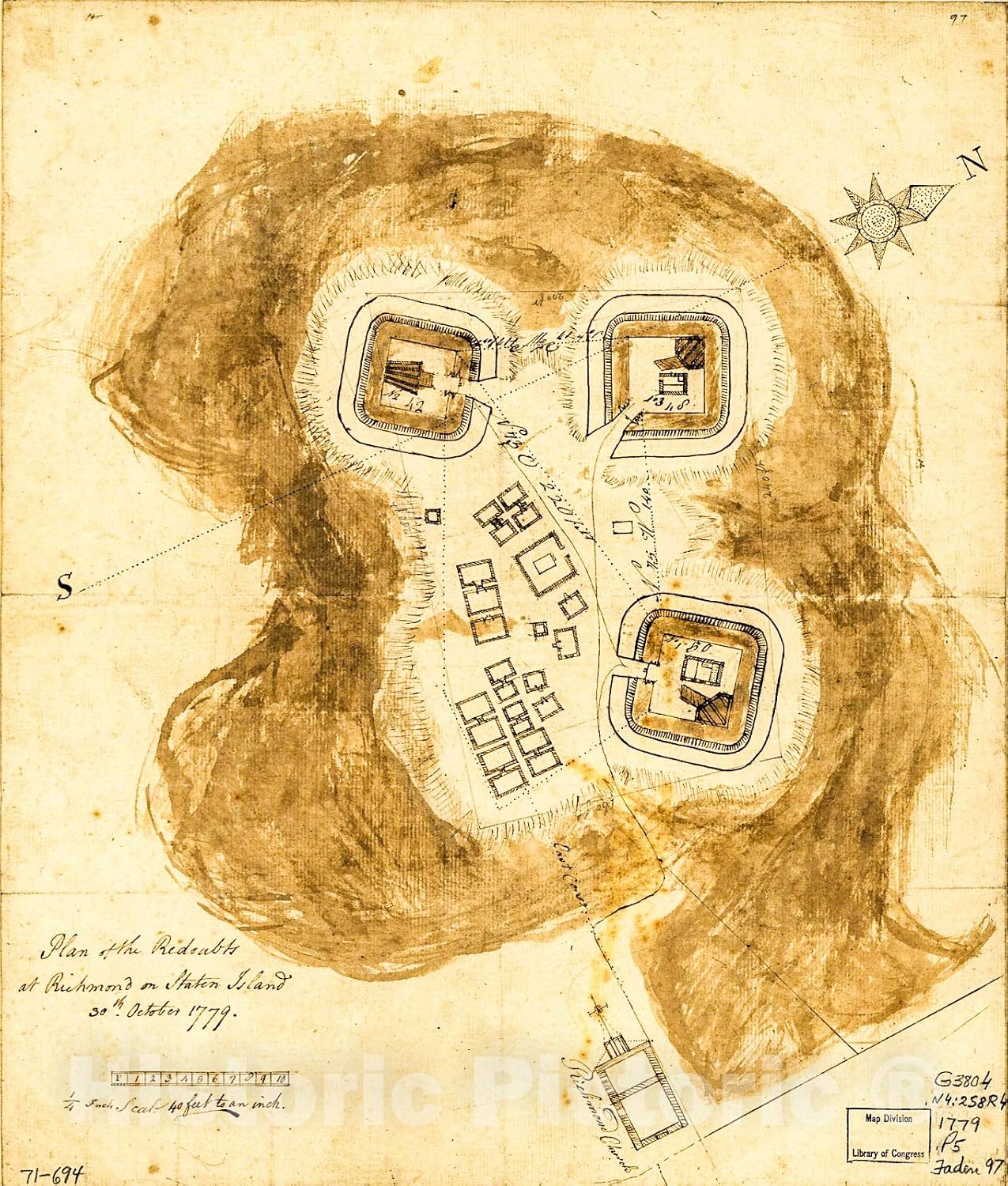 Amazon.com: Historic 1779 Wall Map - Plan of The redoubts at Richmond ...